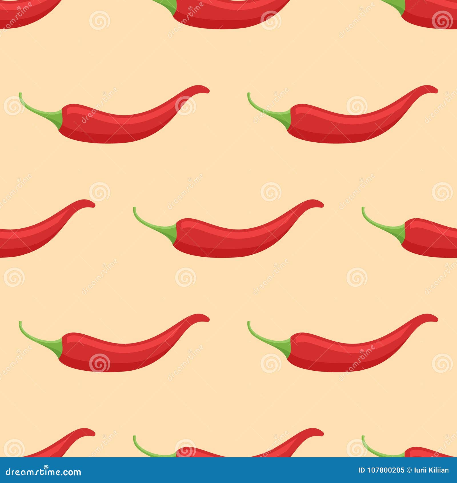 Seamless Pattern with Red Chilli Pepper. Vector Texture. Stock Vector ...