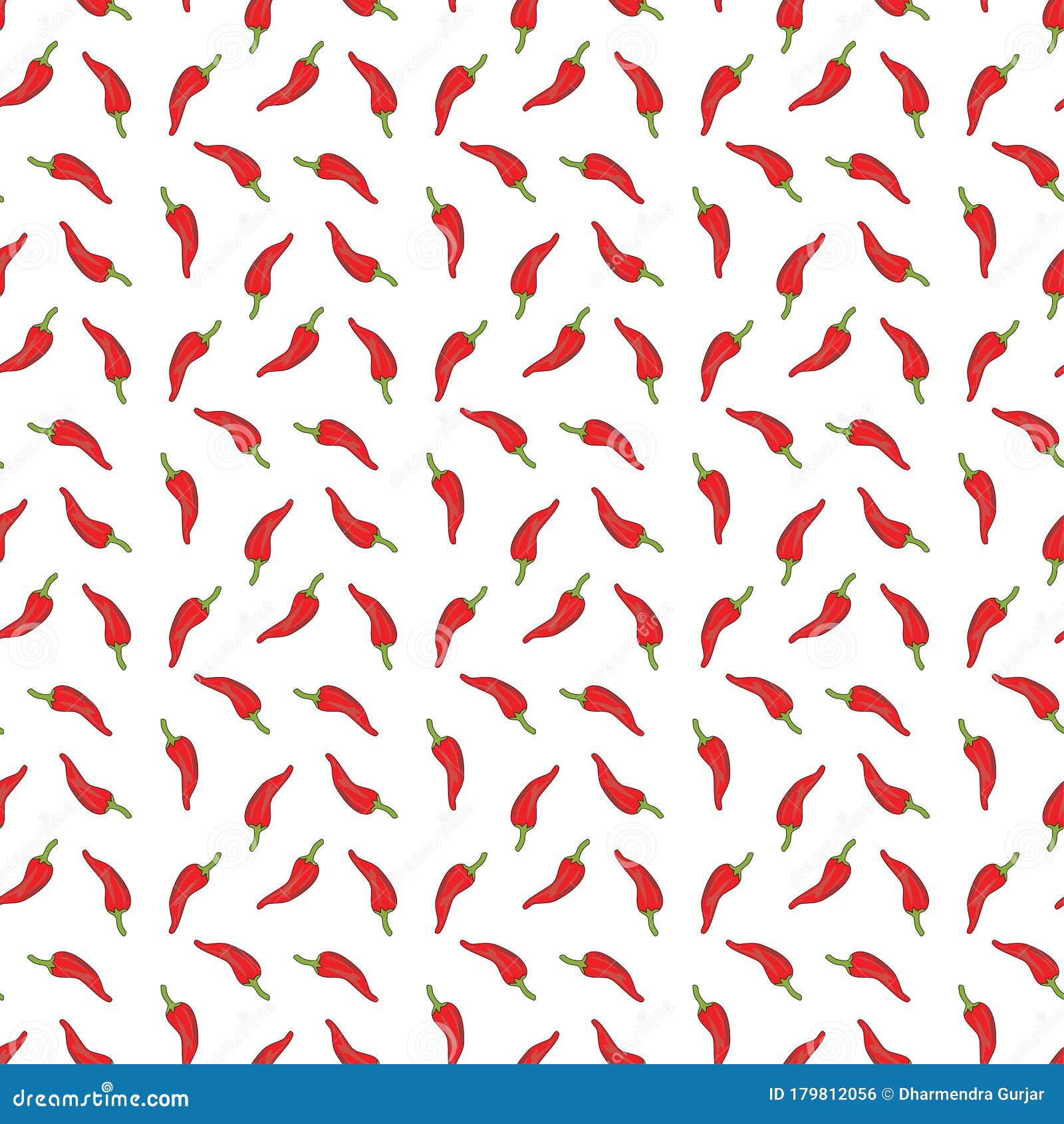 Seamless Pattern with Red Chillies or Pepper on a White Background ...