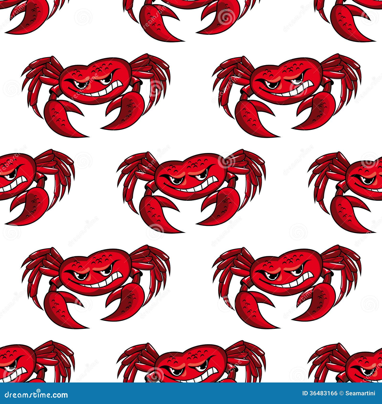 Seamless Pattern with Red Crabs Stock Vector - Illustration of design ...