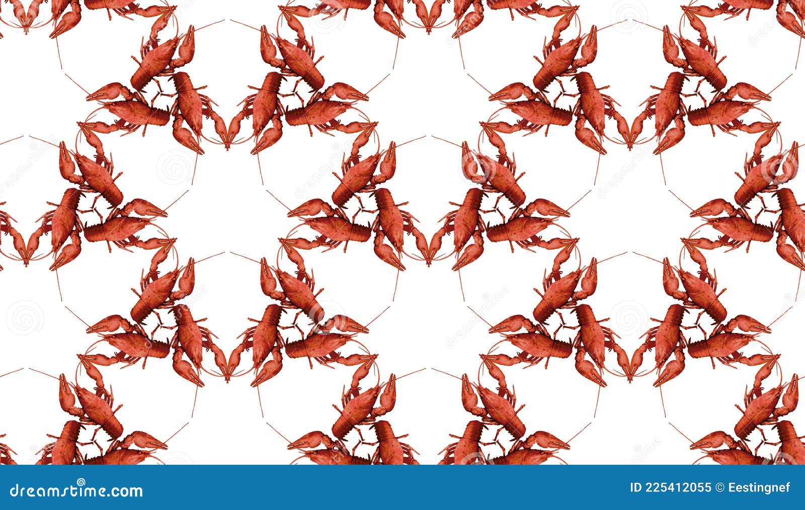 Seamless Pattern with Red Crayfish on White Background. Endless ...