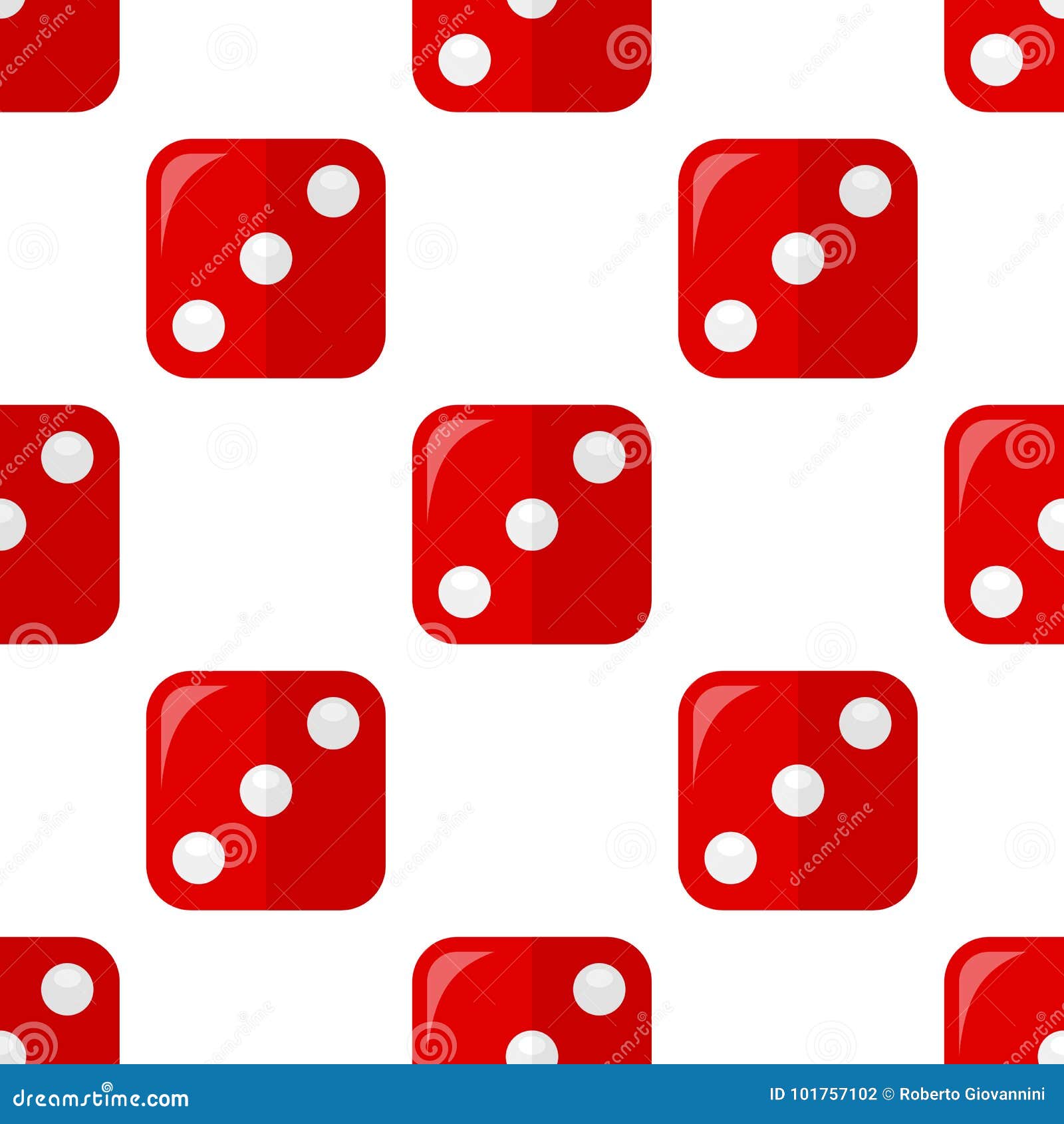 Red Dice Flat Icon Seamless Pattern Stock Vector - Illustration of ...