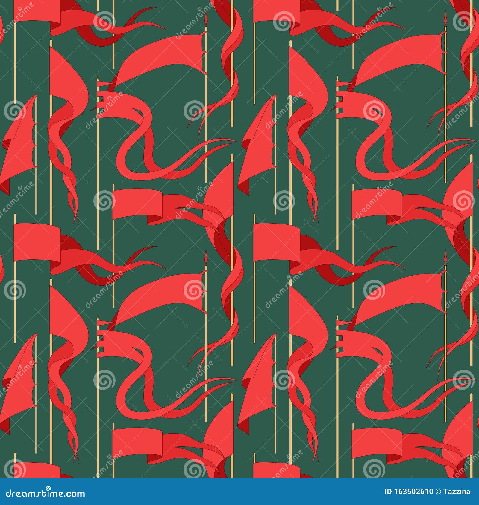 Seamless Pattern with Red Flags Stock Vector - Illustration of ...