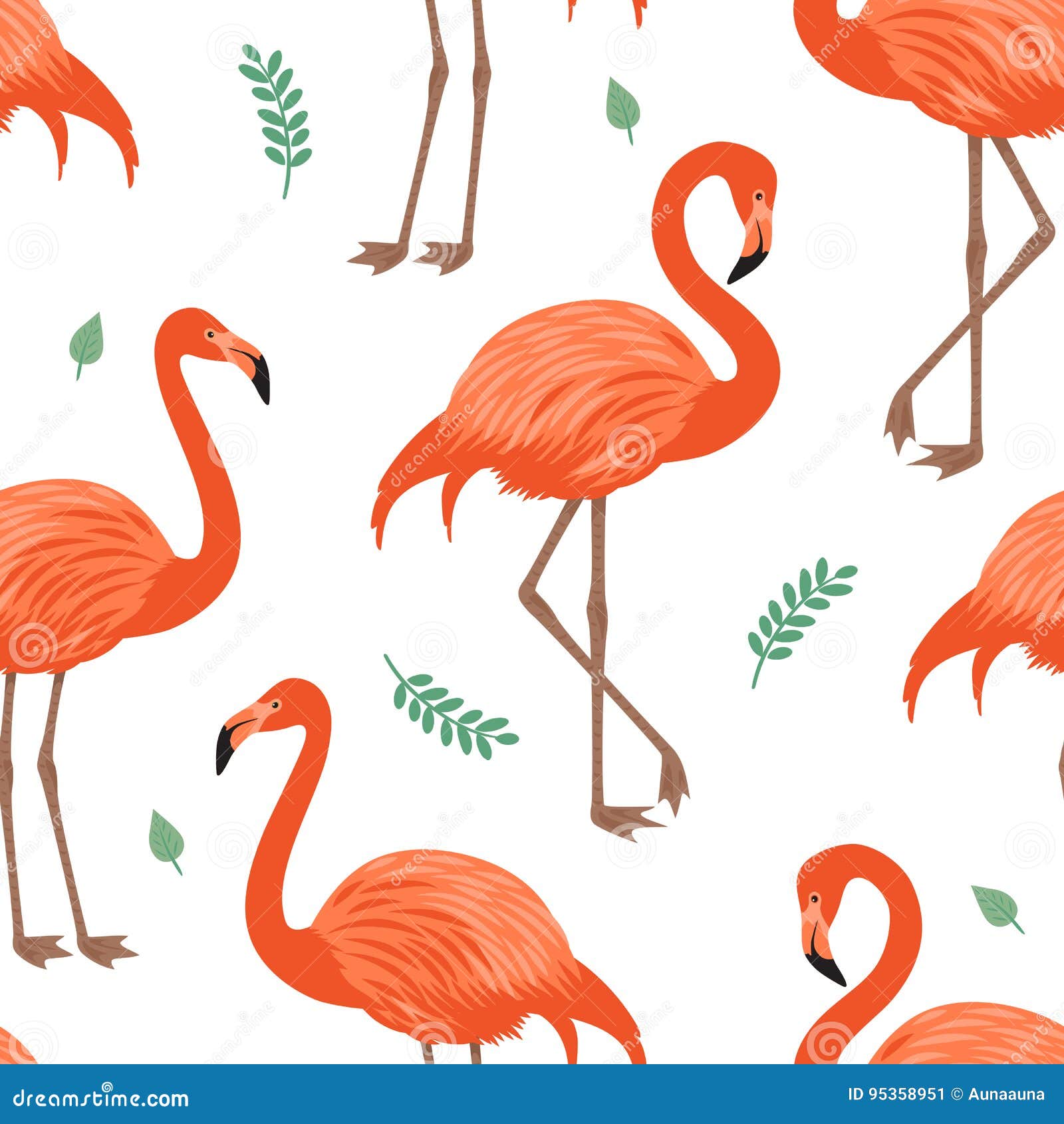 Seamless Pattern with Red Flamingo. Stock Illustration - Illustration ...
