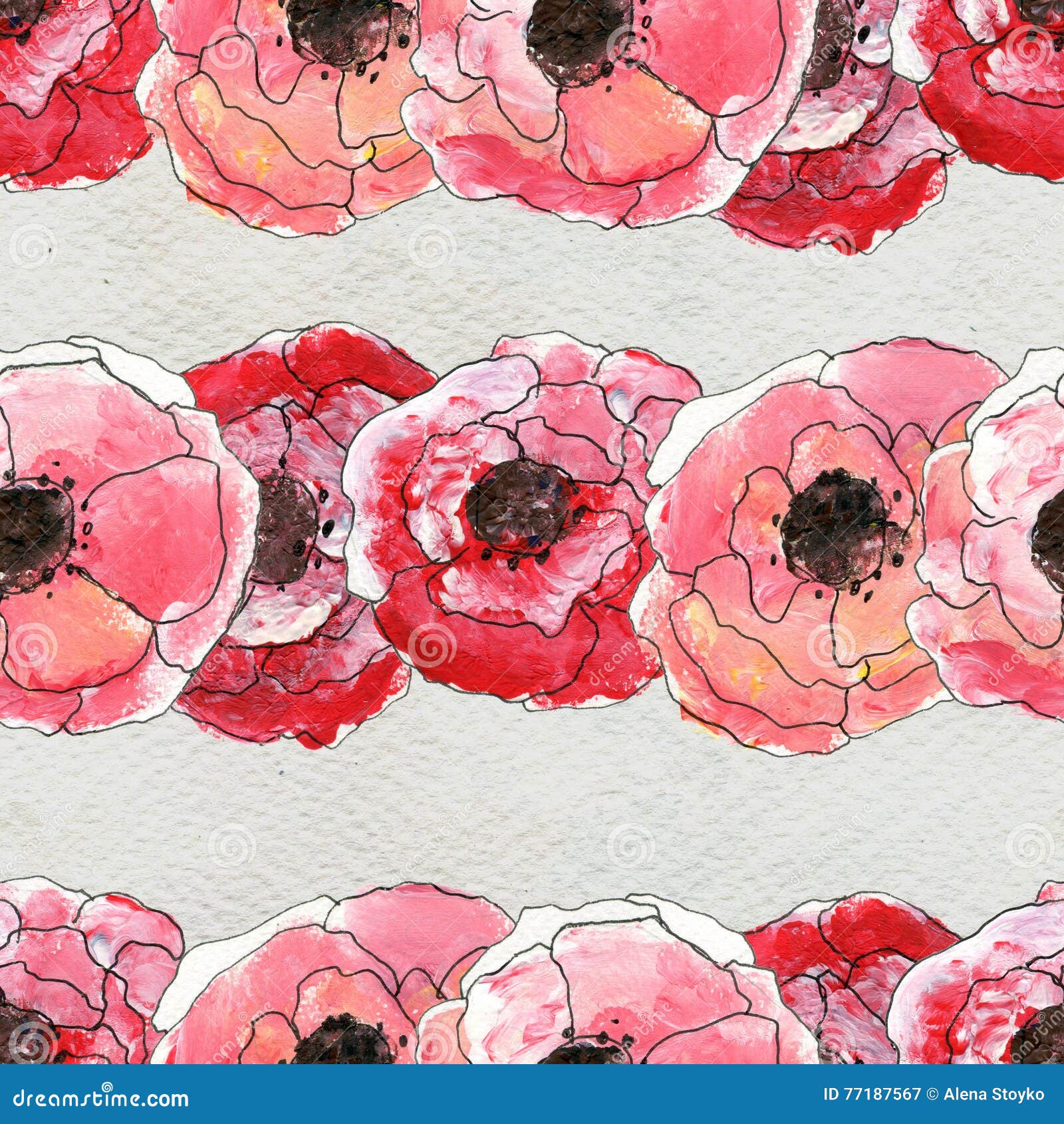 Seamless Pattern with Red Flowers Stock Illustration - Illustration of ...