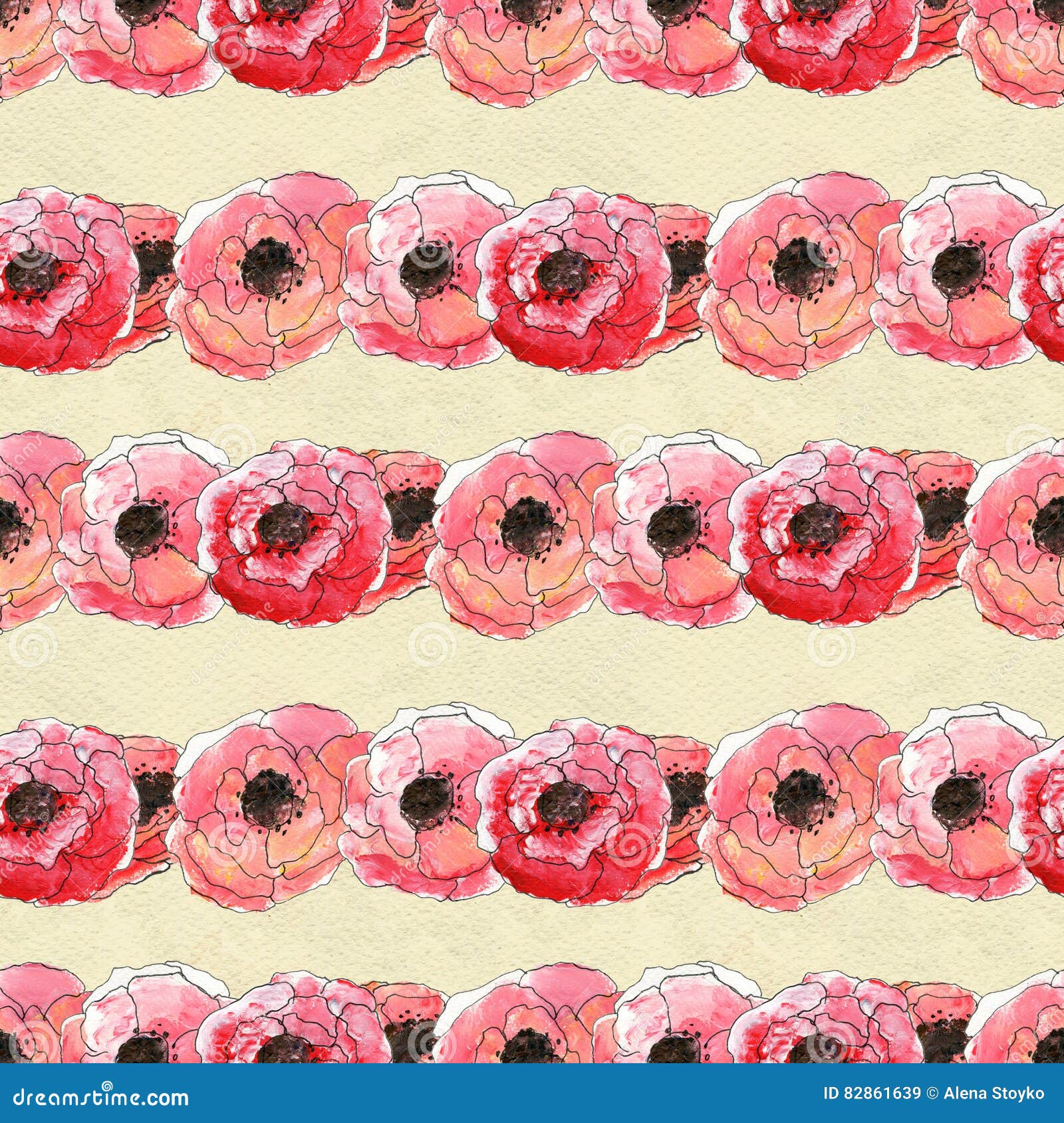 Seamless Pattern with Red Flowers Stock Illustration - Illustration of ...