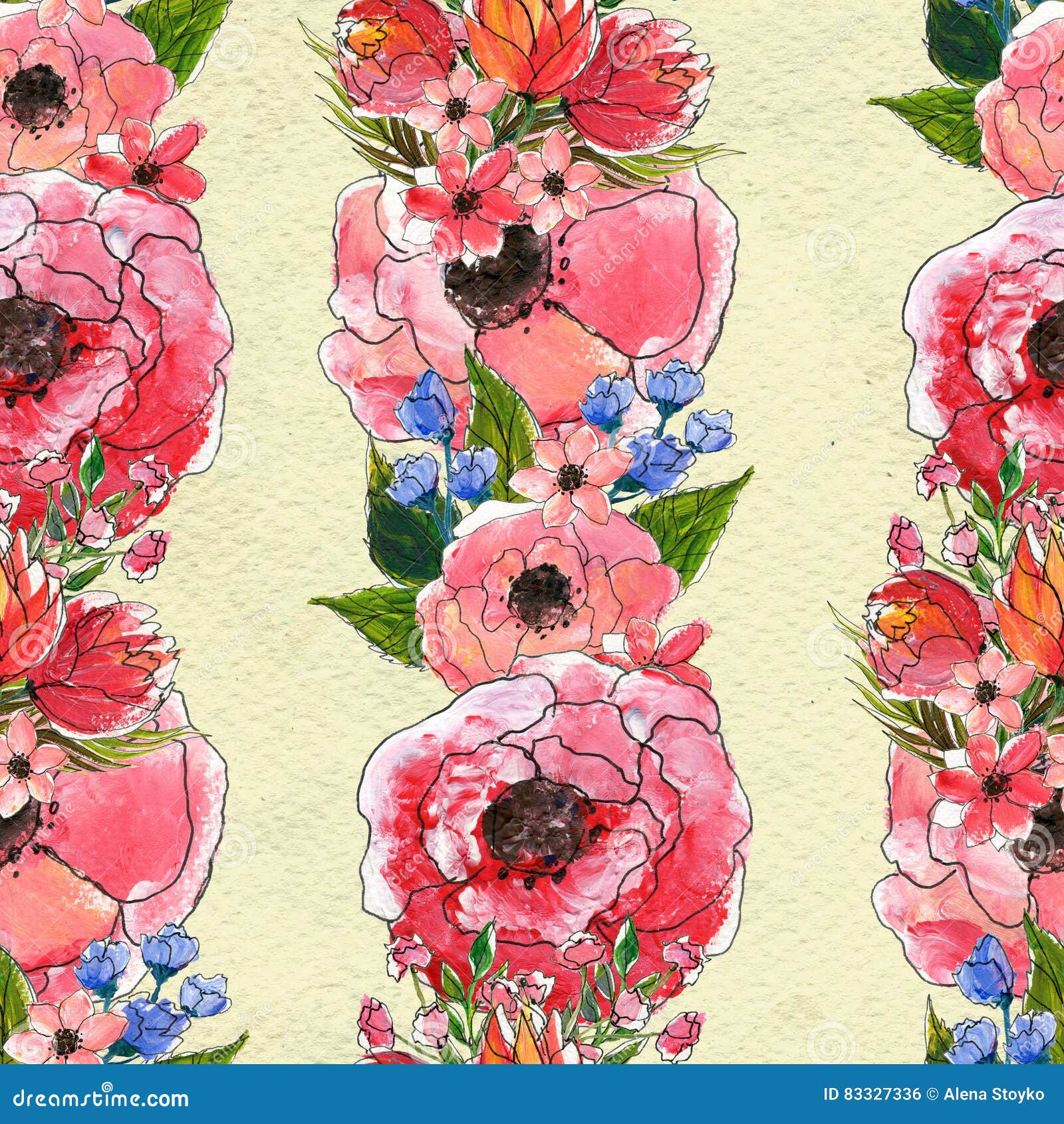 Seamless Pattern with Red Flowers Stock Illustration - Illustration of ...