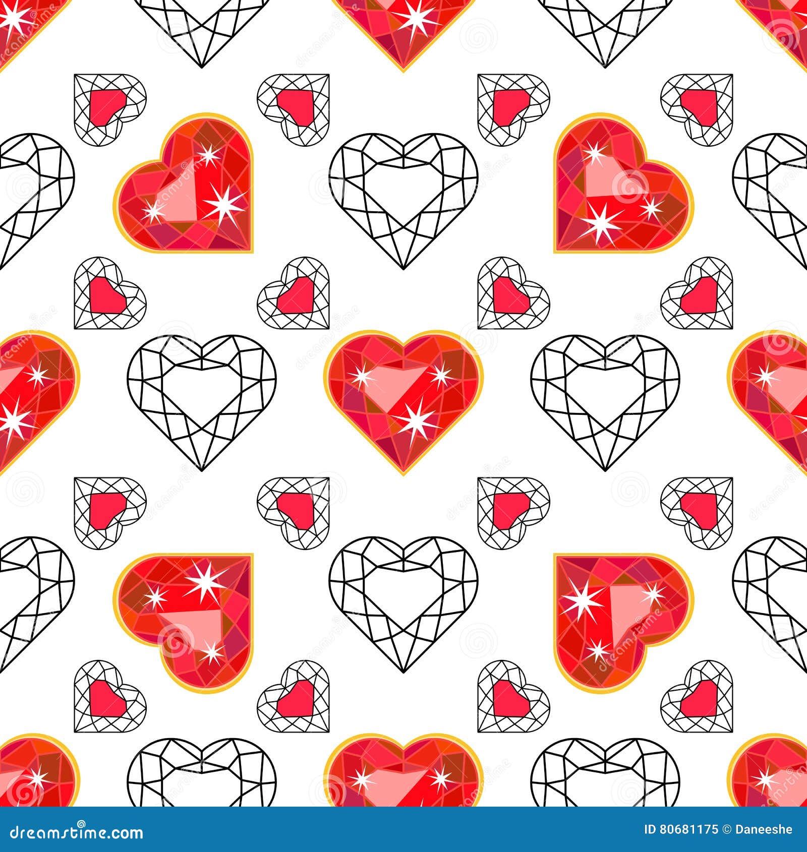 Seamless Pattern with Red Gem Ruby Stock Vector - Illustration of ...