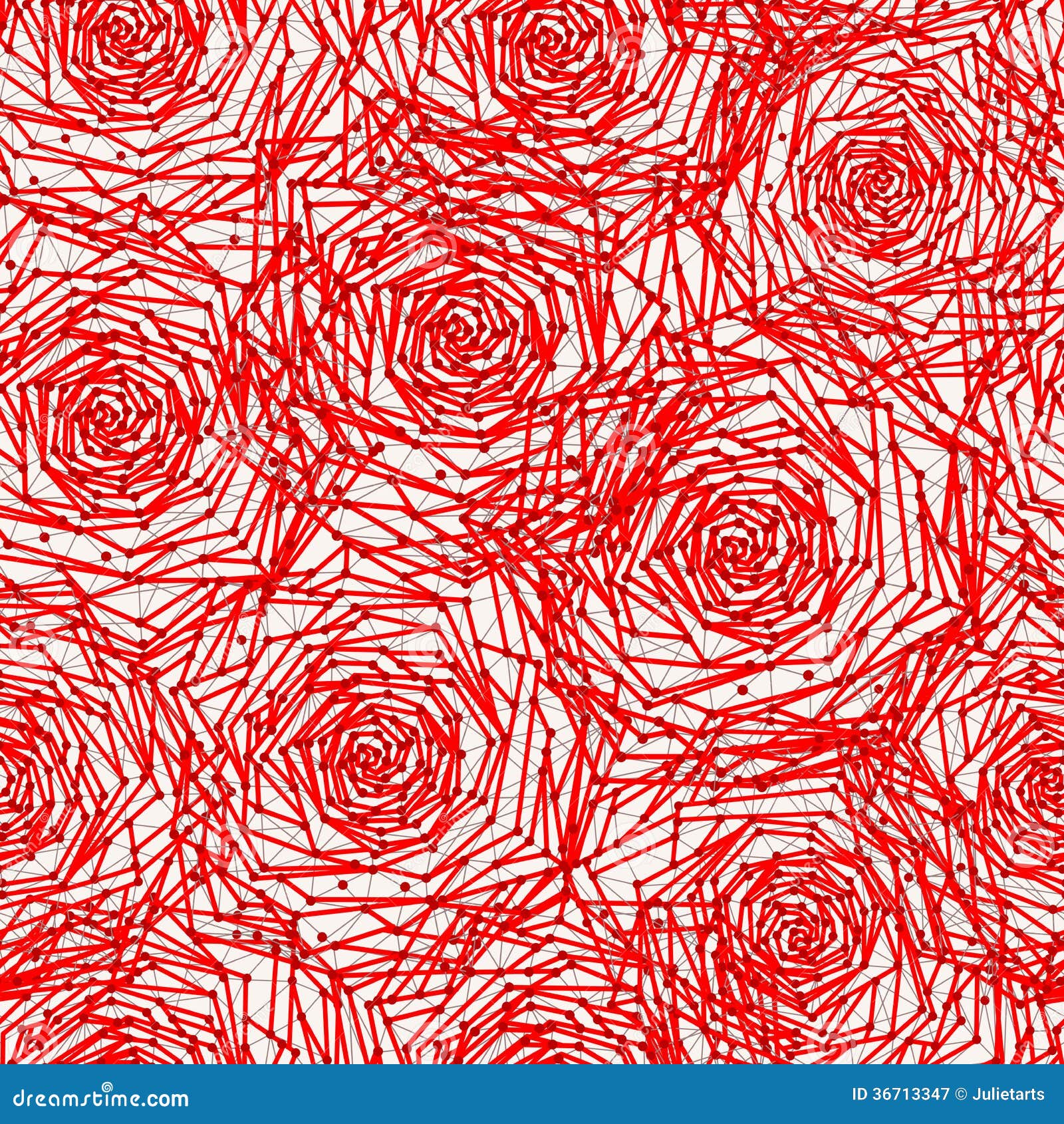 Seamless Pattern with Red Geometric Roses. Stock Vector - Illustration ...