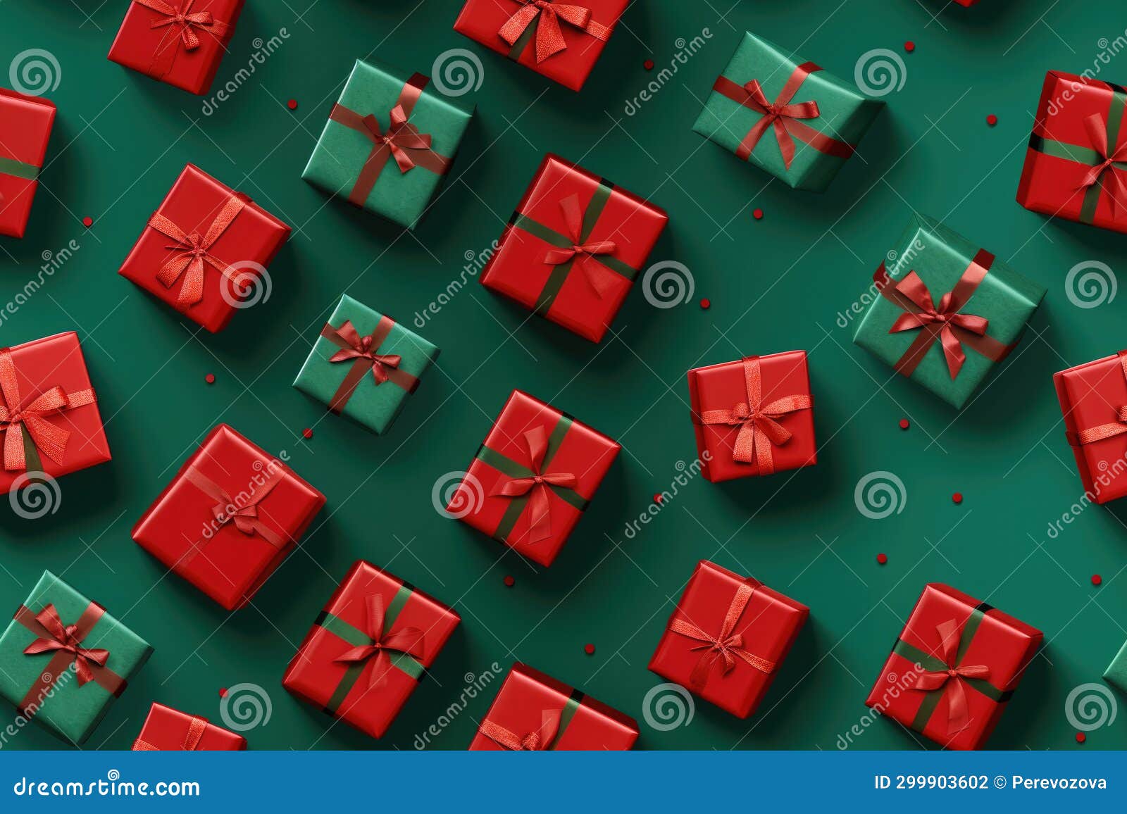 Seamless Pattern of Red and Green Gift Boxes or Wrapped Presents with ...