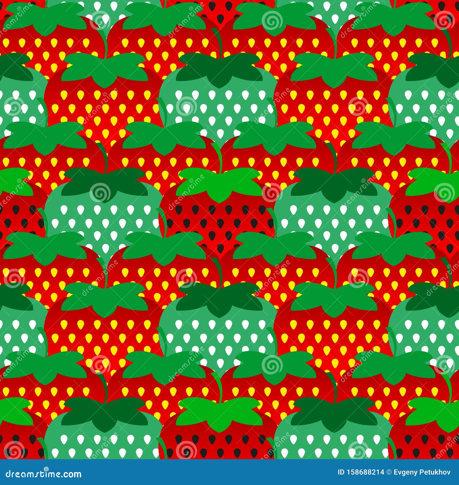 Seamless Pattern with Red and Green Strawberries. Suitable for ...