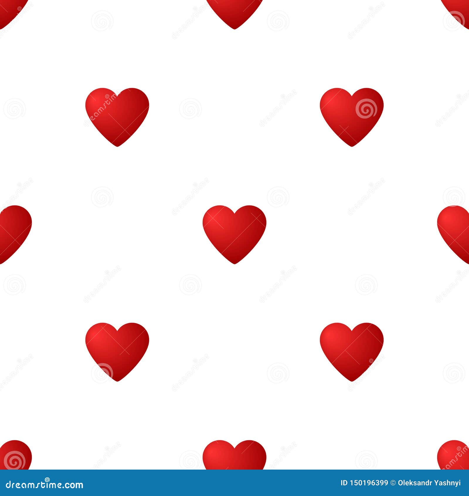 Seamless Pattern with Red Hearts on White Background. Vector ...