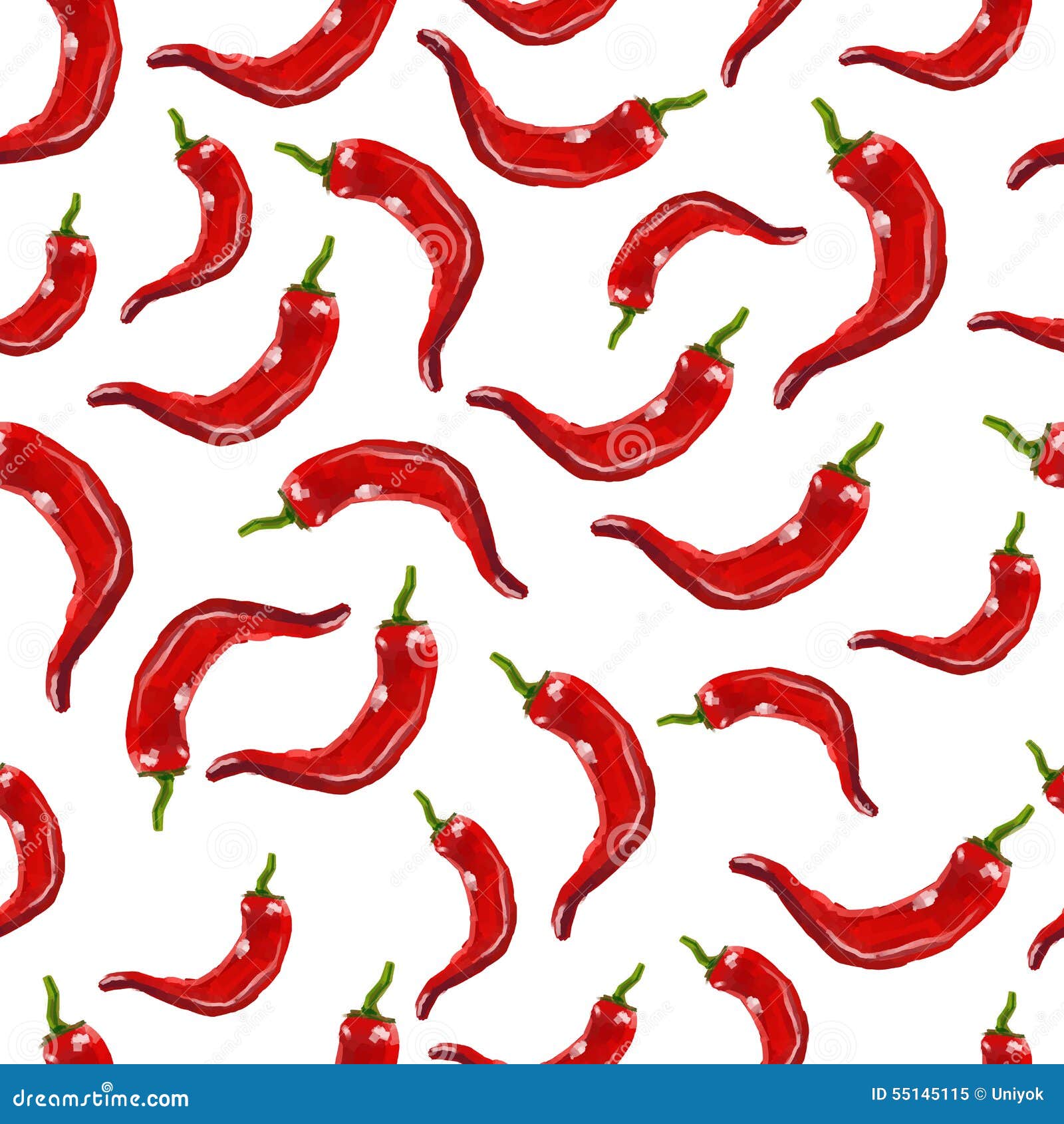 Seamless Pattern with Red Hot Pepper. Vector Stock Vector ...