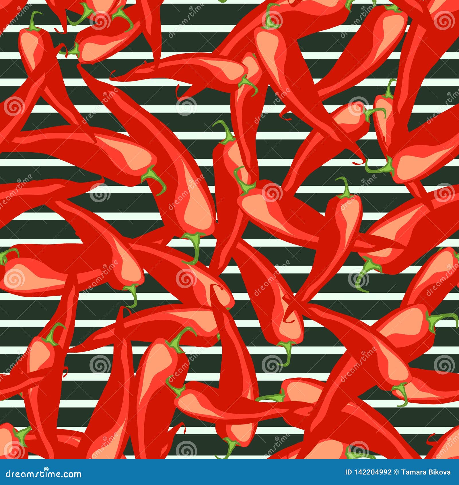 Seamless Background of Peppers Stock Illustration - Illustration of ...