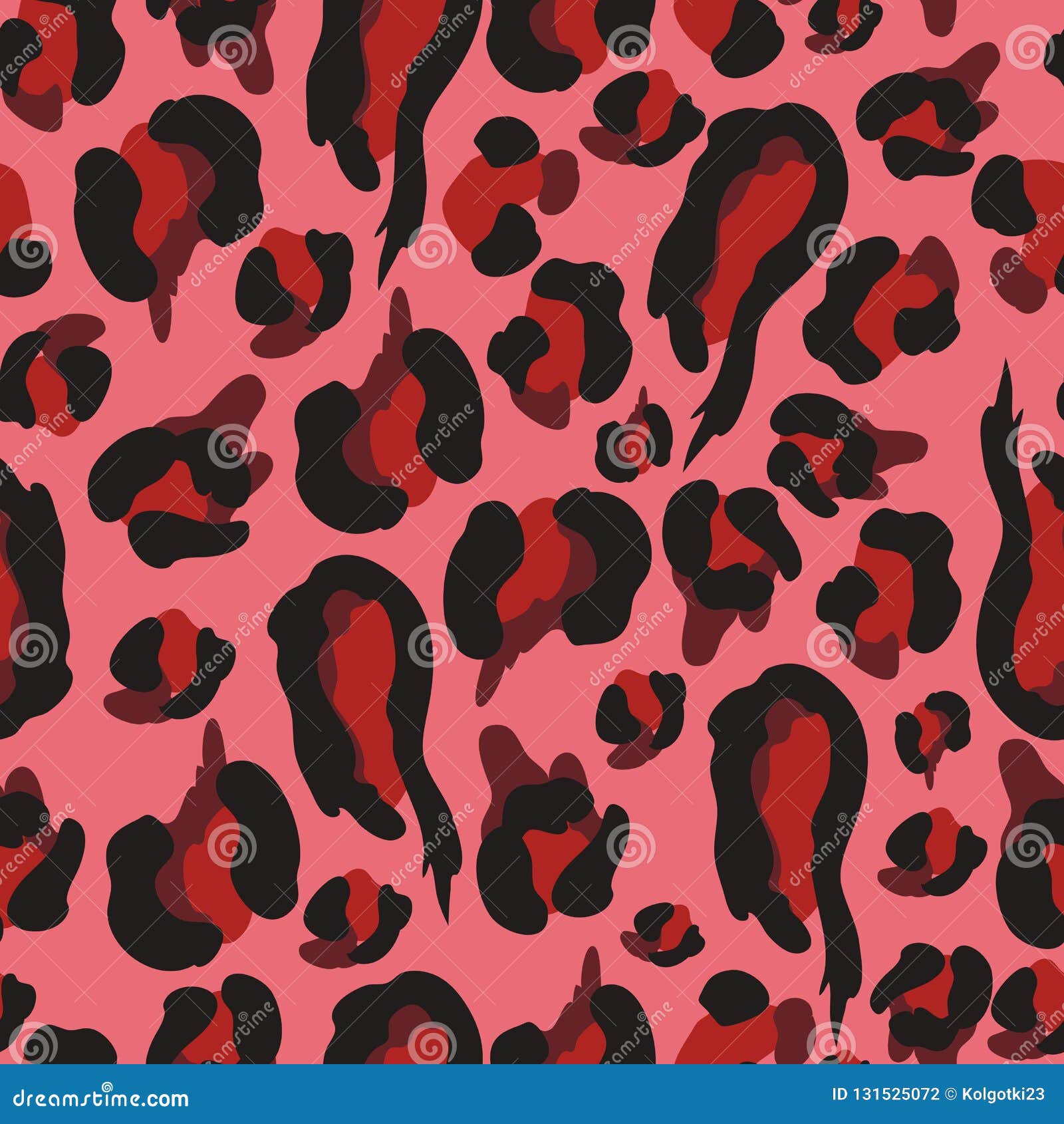 Seamless Pattern with Red Leopard Skin. Vector. Stock Vector ...