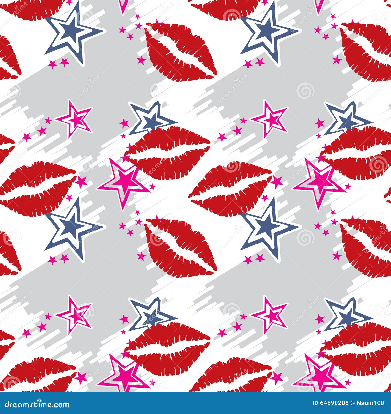 Seamless Pattern Red Lips with Stars Stock Vector - Illustration of ...