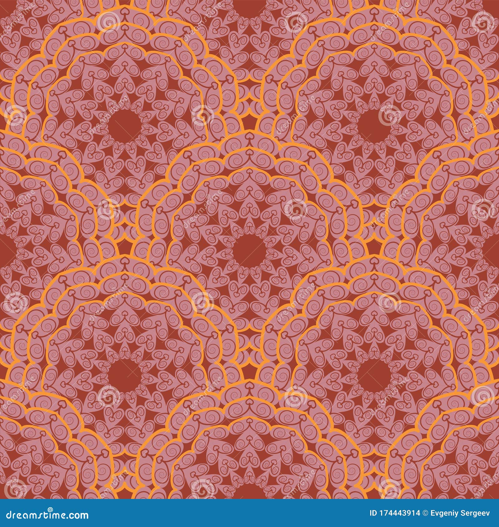 Seamless Pattern of Red-orange Floral Ornament. Vector Image Stock ...