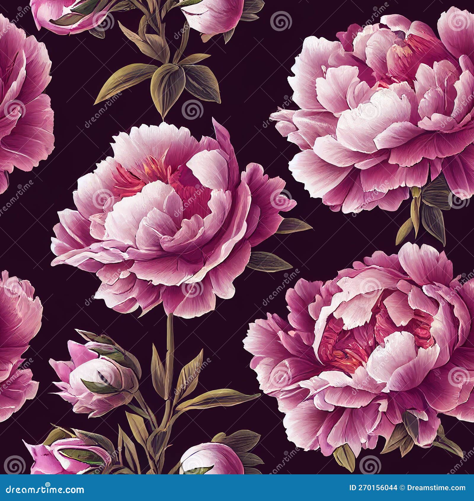 Seamless Pattern with Red Peonies, Flower Background, Wallpaper, AI ...