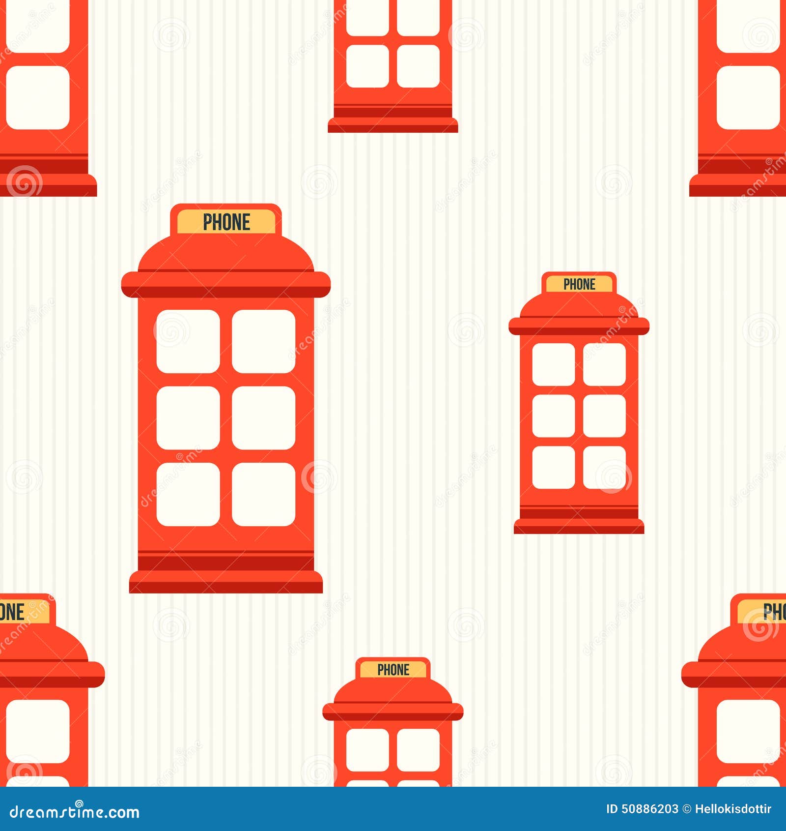 Seamless Pattern with Red Phone Booth Stock Vector - Illustration of ...