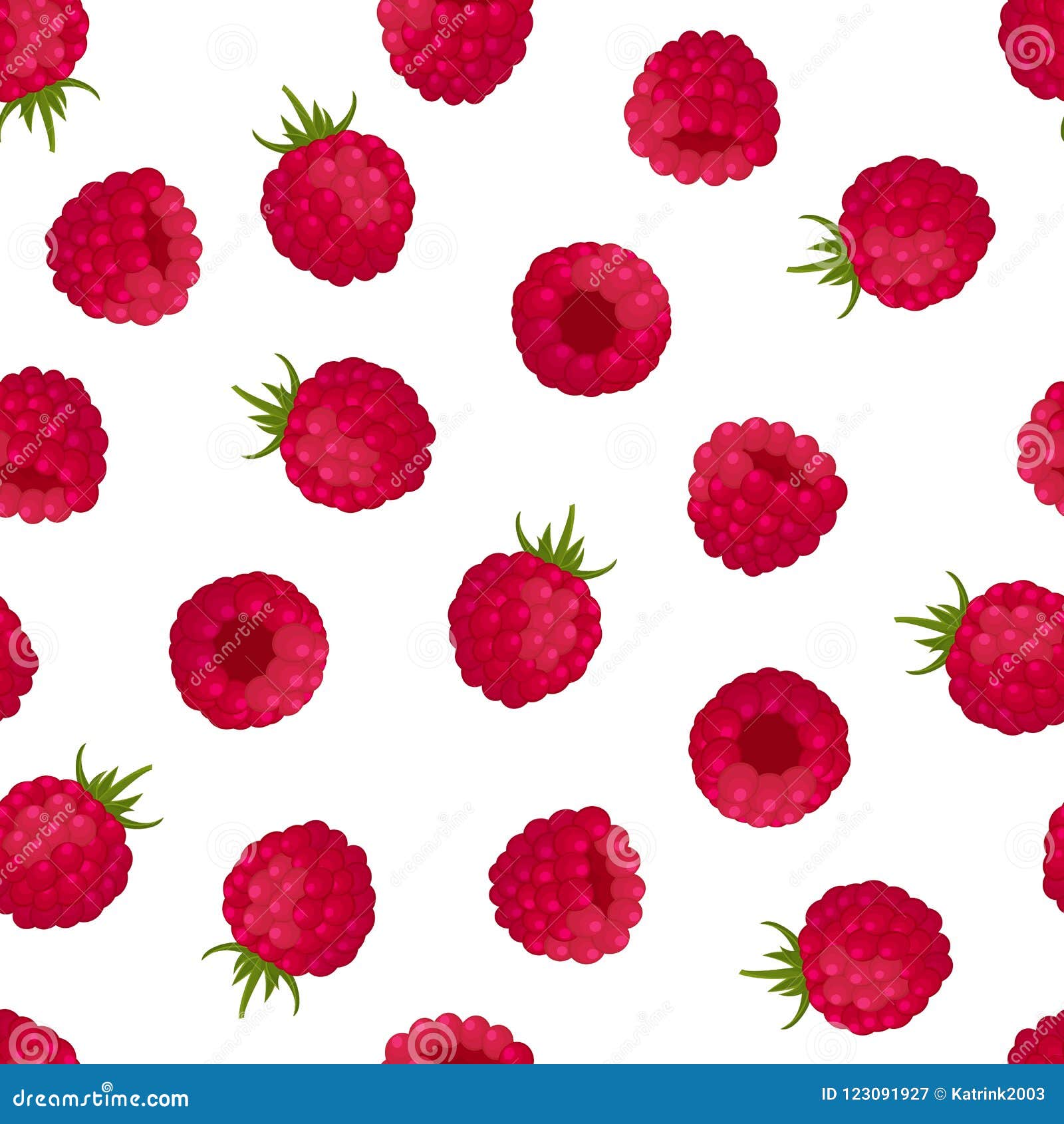 Seamless Pattern of Red Raspberries on a White Background Stock Vector ...
