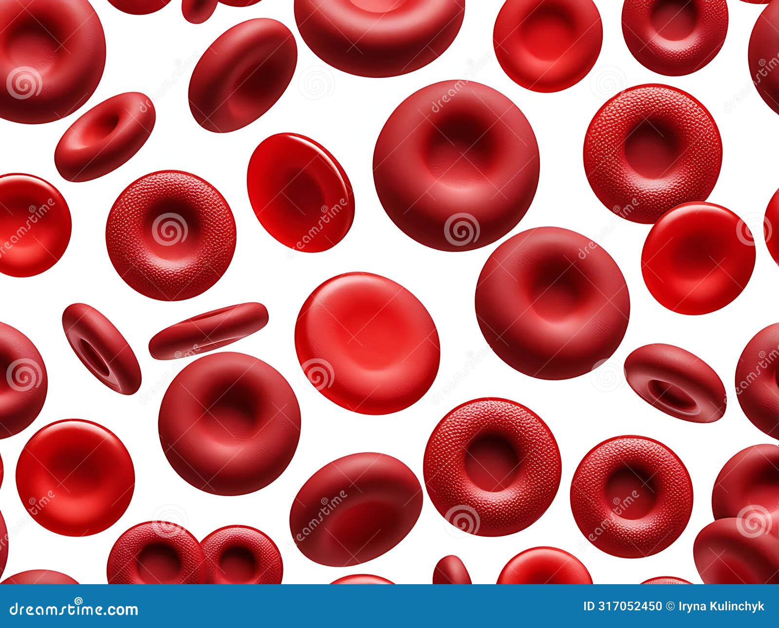 Seamless Pattern of Red Red Blood Cells Under a Microscope on a White ...