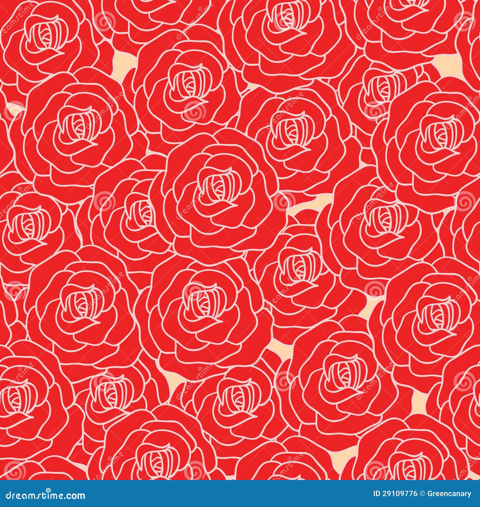 Seamless Pattern with Red Roses Stock Illustration - Illustration of ...