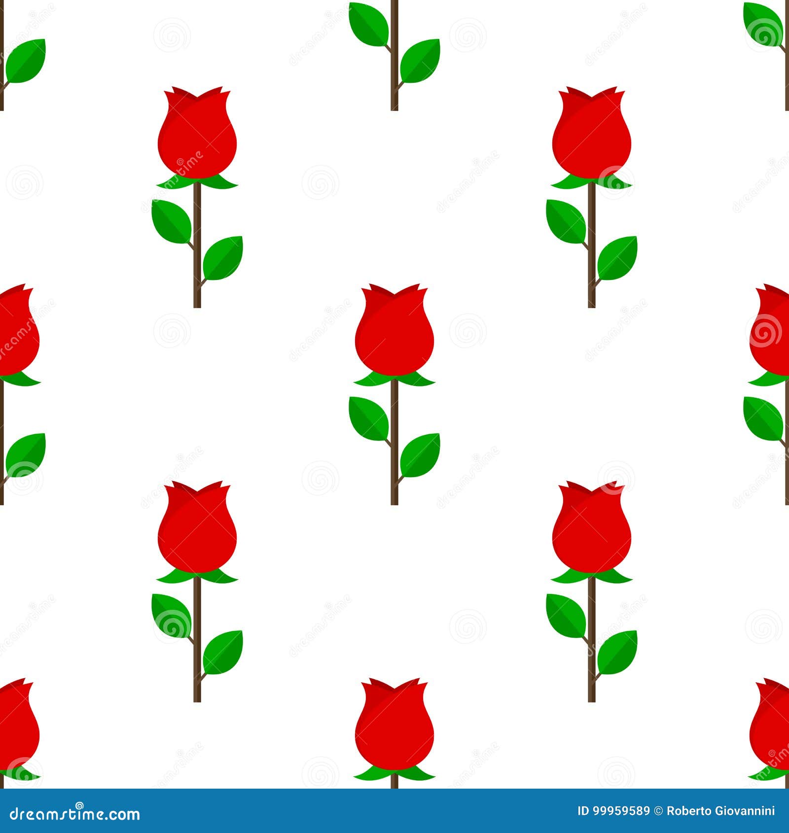 Red Rose Flat Icon Seamless Pattern Stock Vector - Illustration of ...