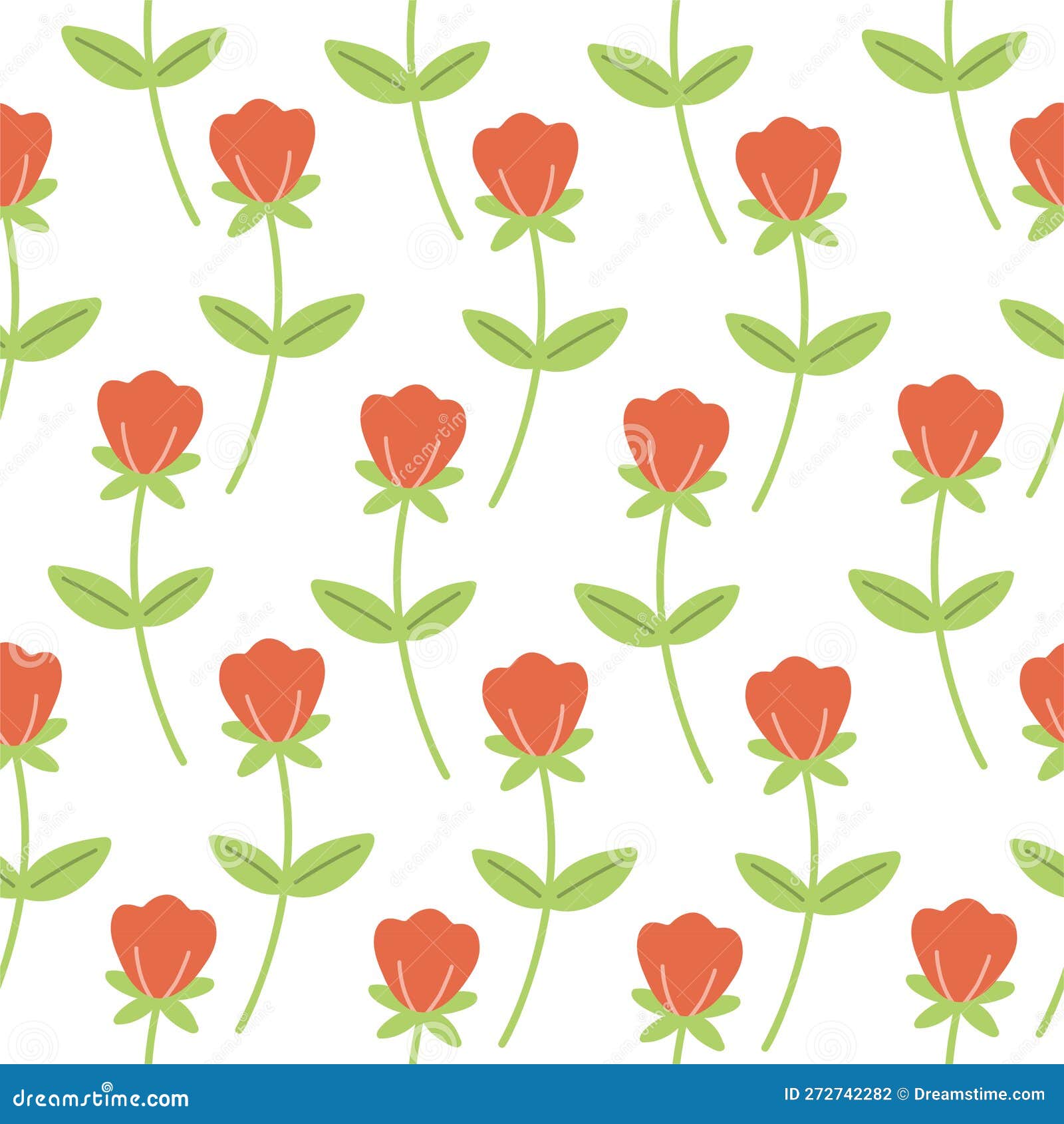 Seamless Pattern with Red Roses and Green Leaves Vector Stock Vector ...