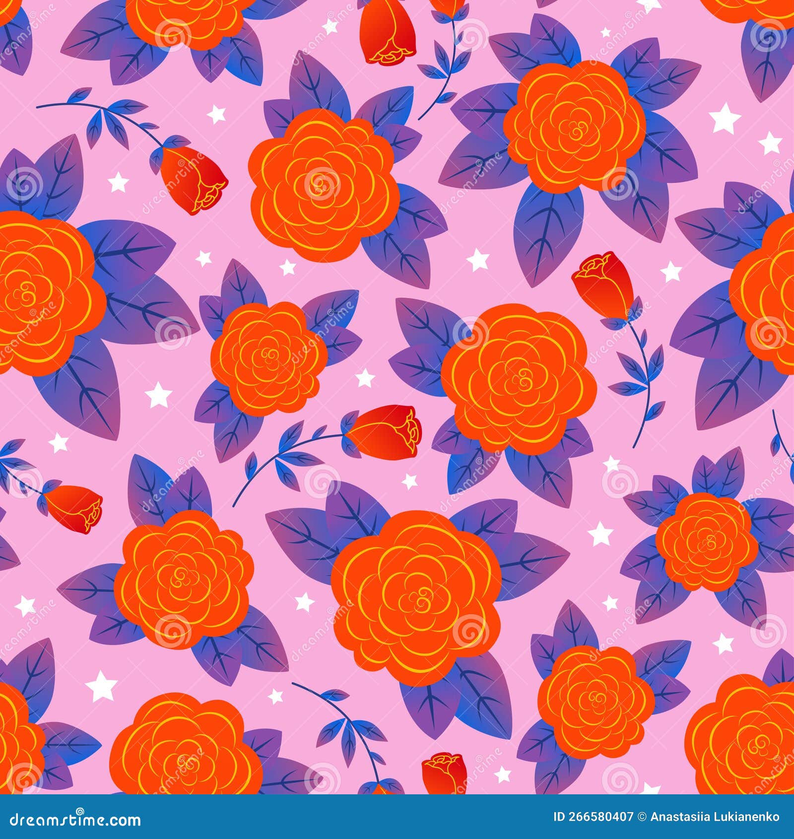 Seamless Pattern with Red Roses on a Pink Background. Vector Stock ...