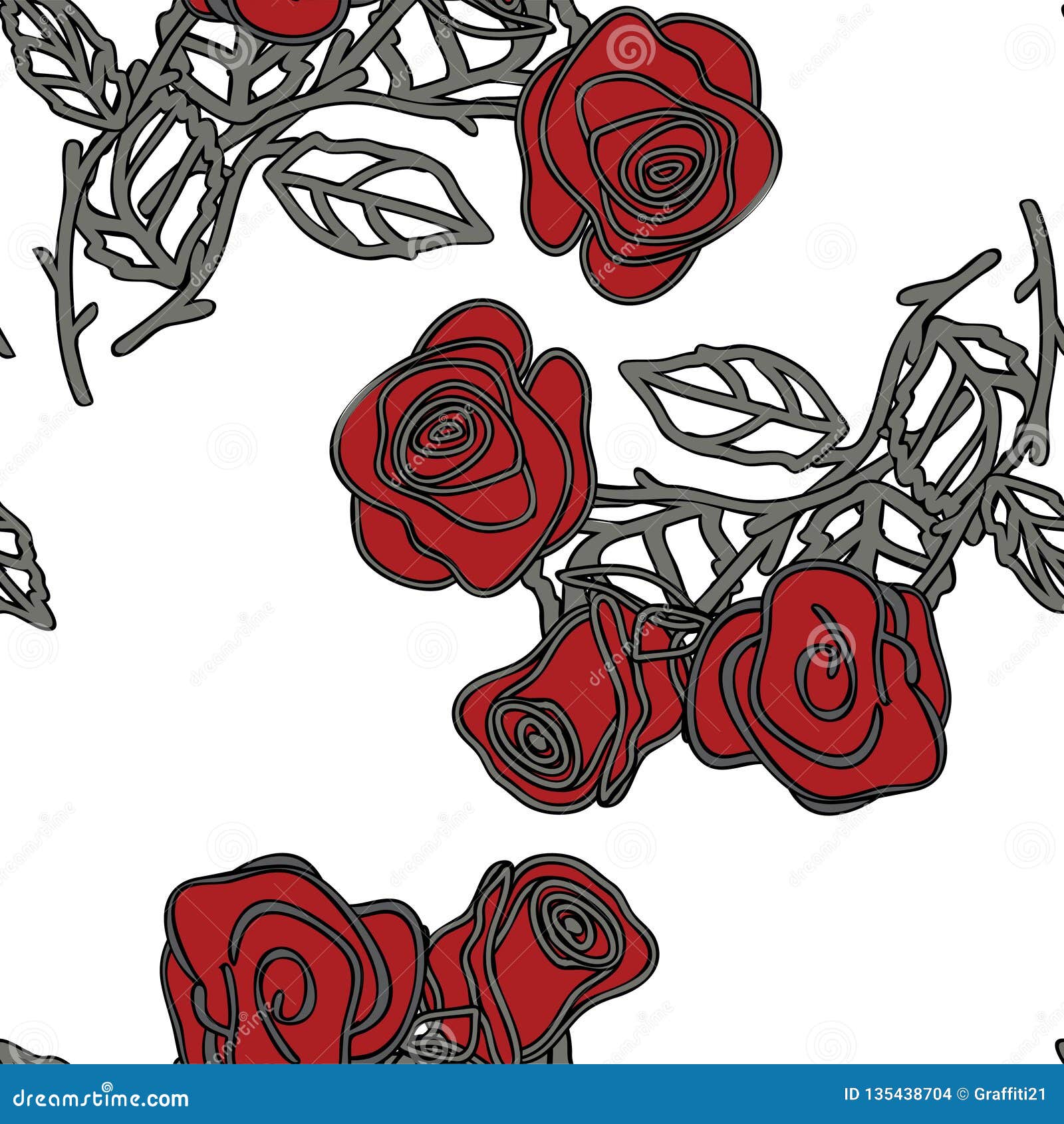 Seamless Pattern with Red Roses. Vector Illustration Stock Vector ...