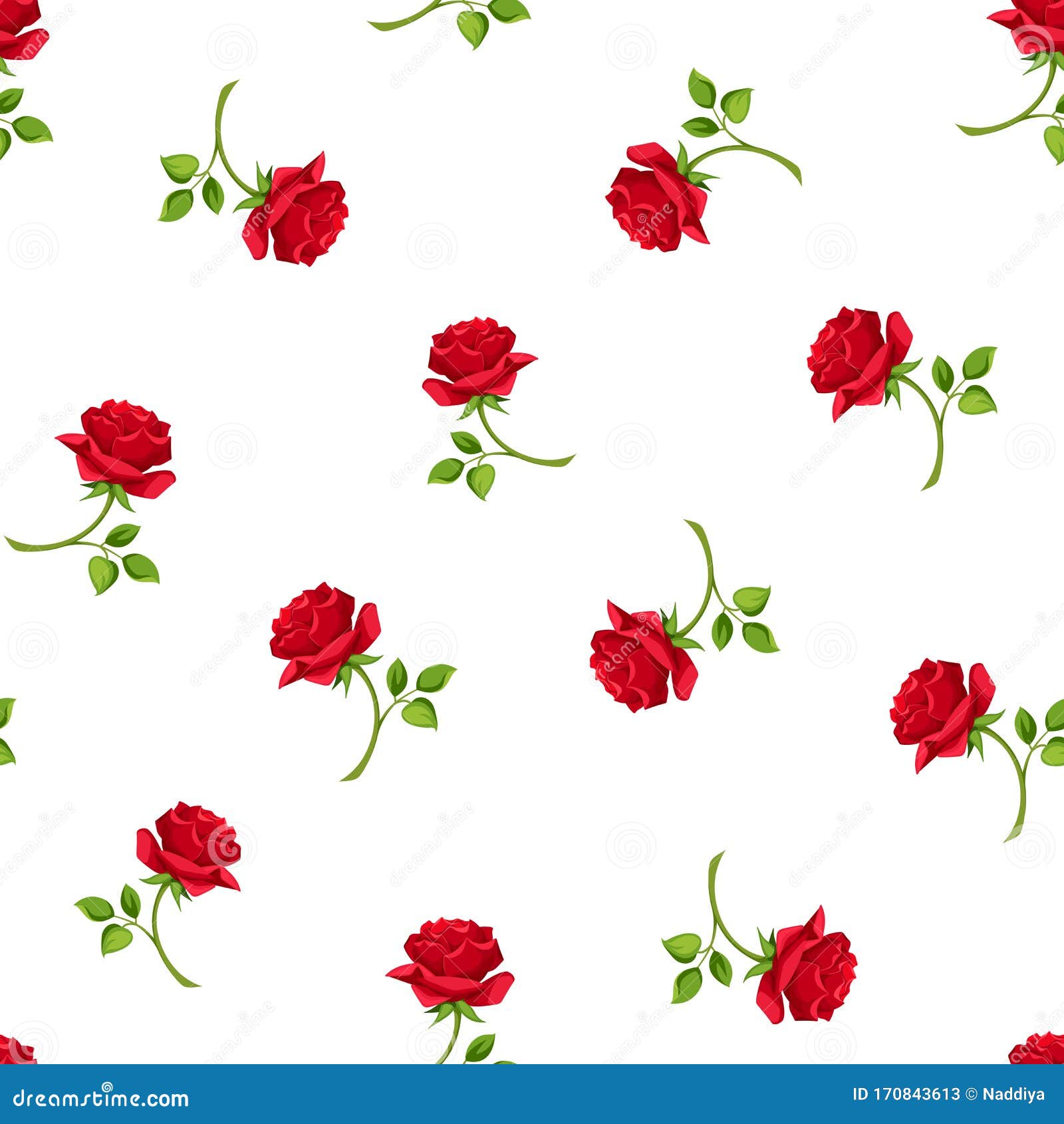 Seamless Pattern with Red Roses. Vector Illustration. Stock Vector ...