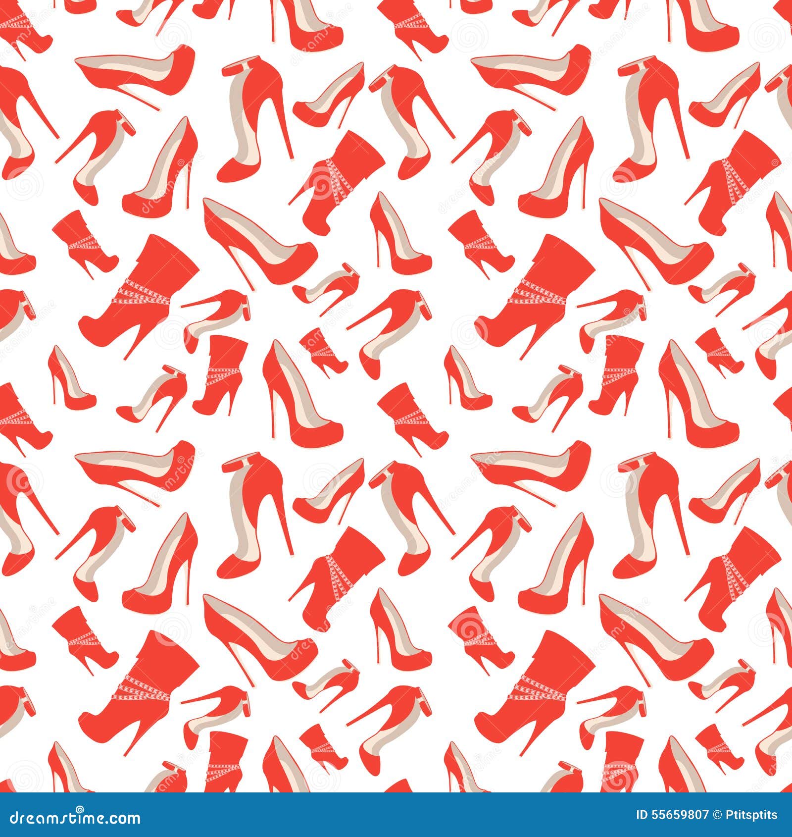 Seamless Pattern of Red Shoes at Very High Heels Stock Vector ...