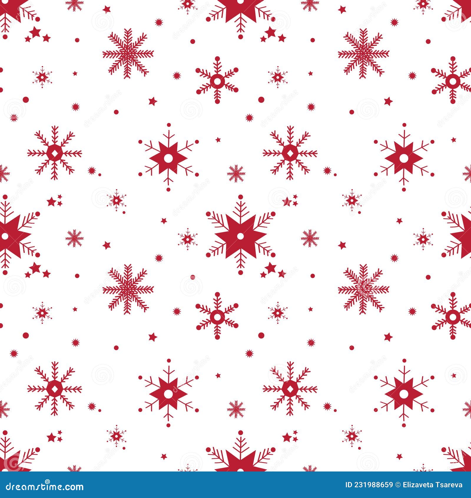 Seamless Pattern with Red Snowflakes on White Background Stock Vector ...