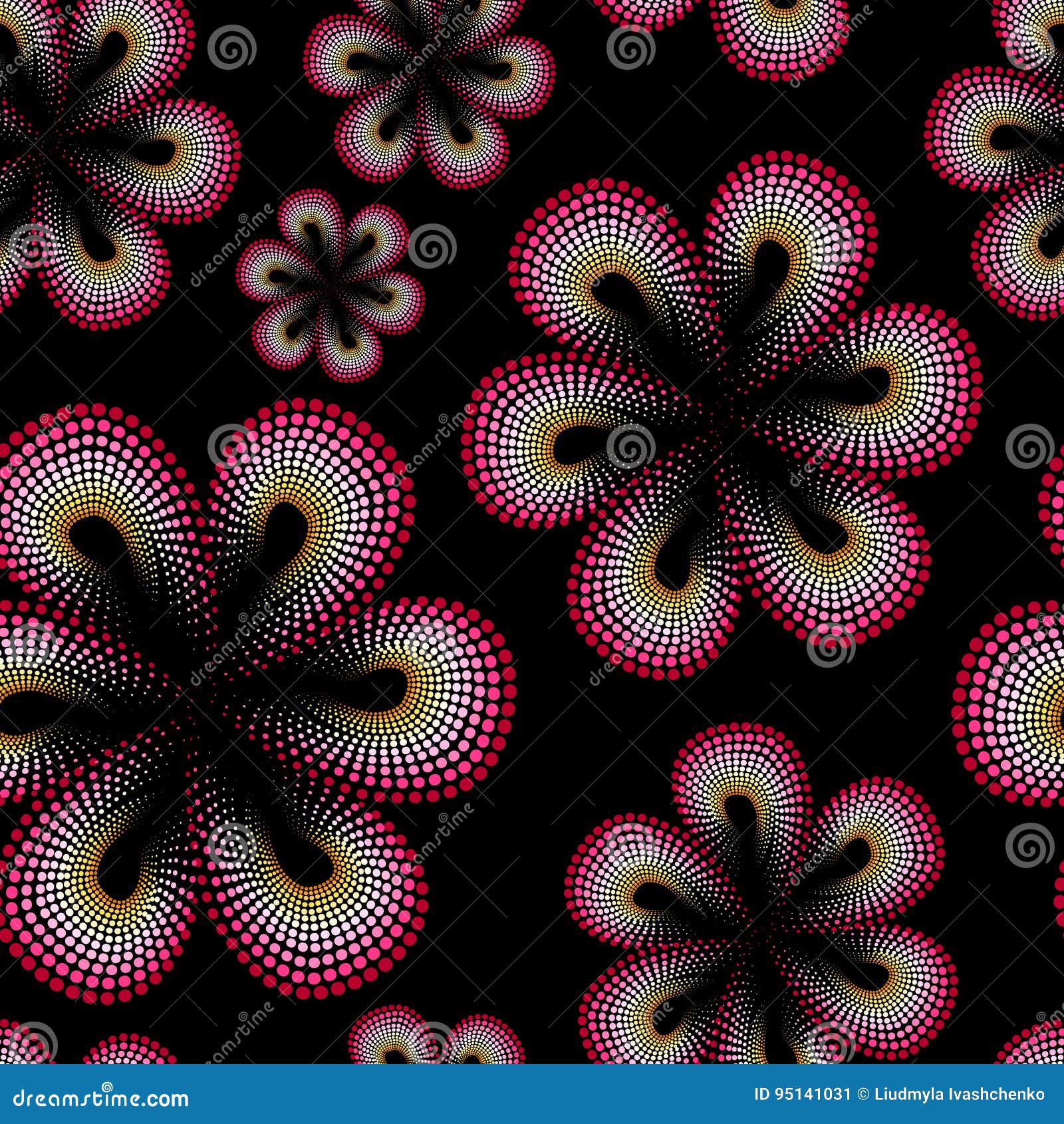 Seamless Pattern with Red Tiare Flower. Dots, Doted Pattern. Monoi ...