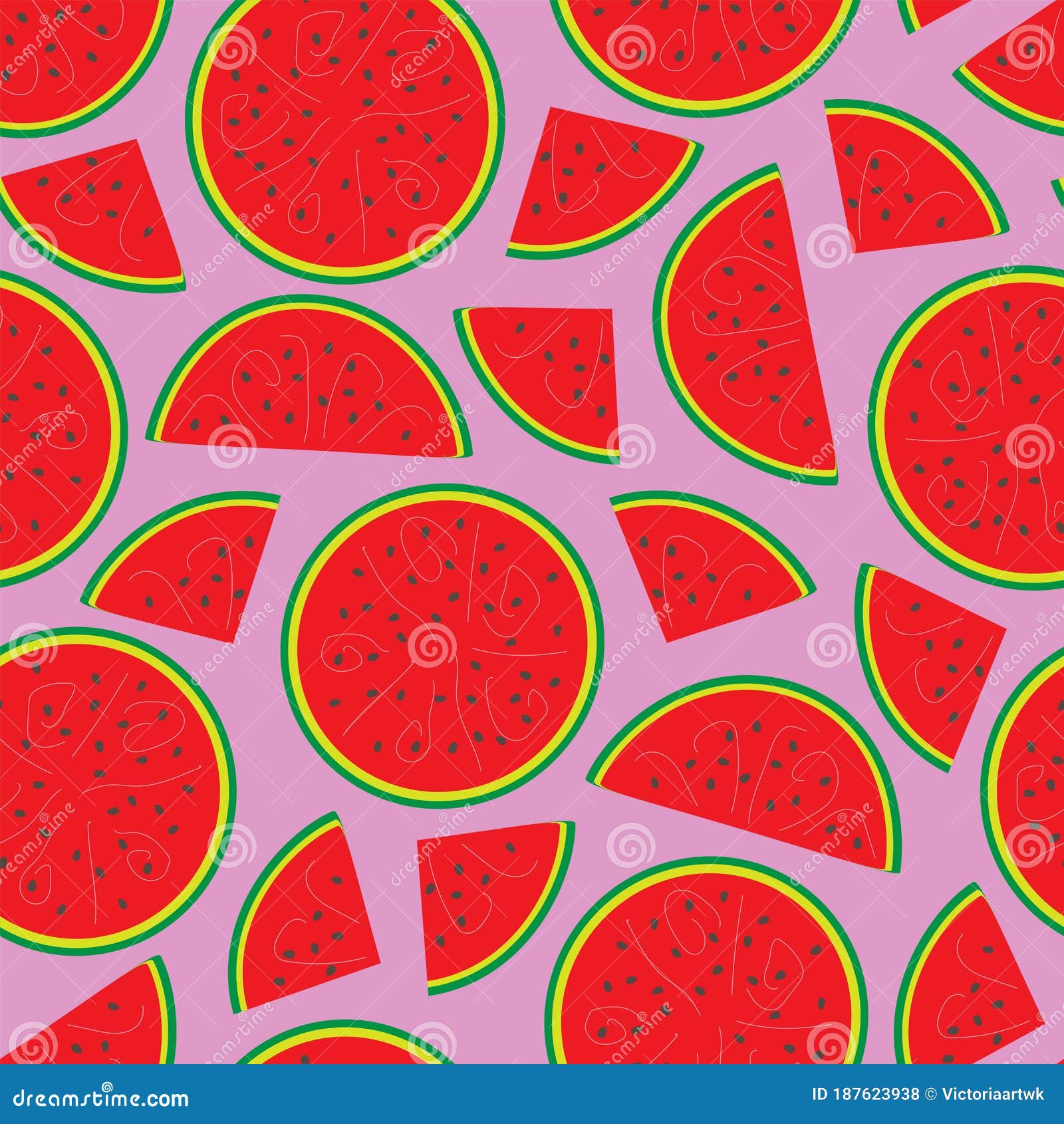 Seamless Pattern of Red Watermelons Stock Vector - Illustration of ...