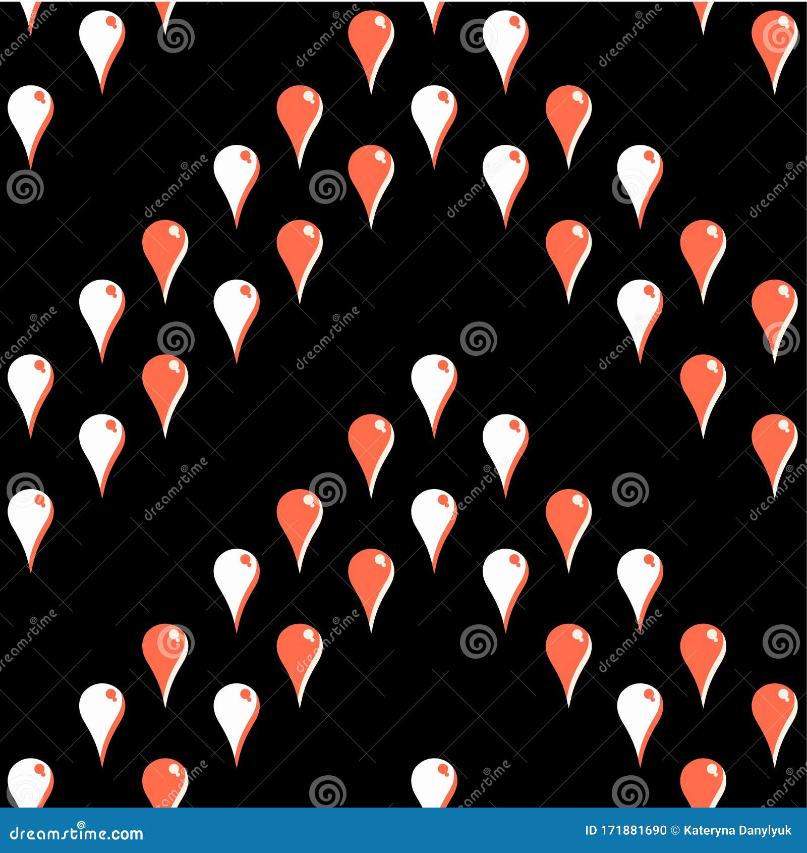 Seamless Pattern Red and White on Black. Art Design Stock Vector ...