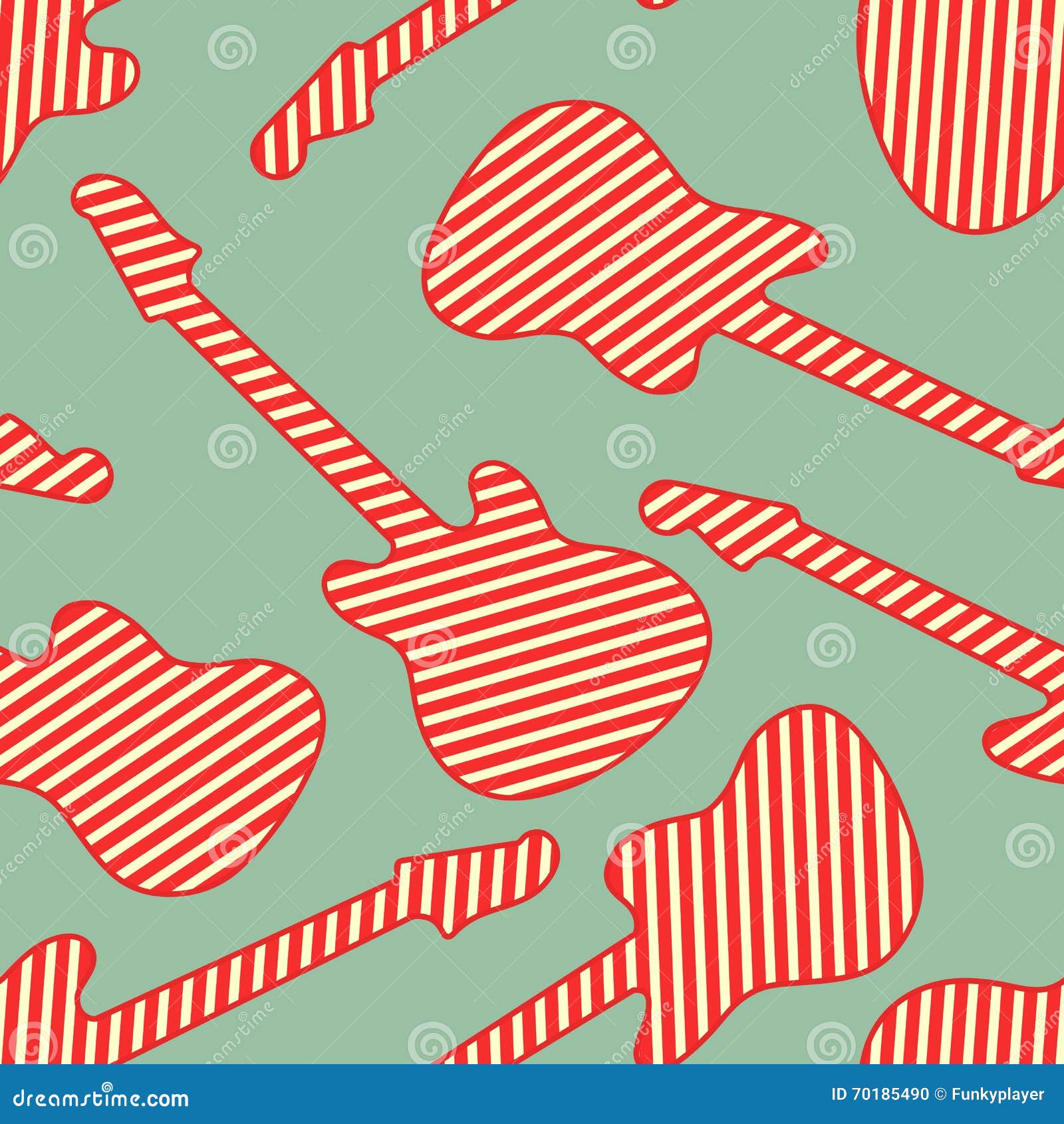 Seamless Pattern with Red White Striped Finish Guitar Silhouettes ...