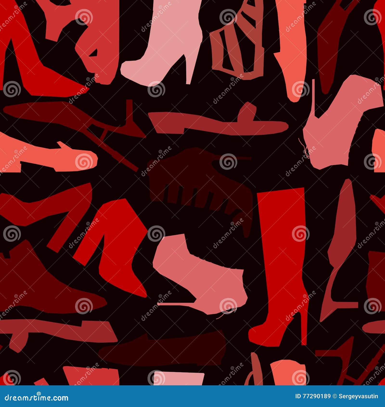 Seamless Pattern of Red Women Shoes Stock Vector - Illustration of ...