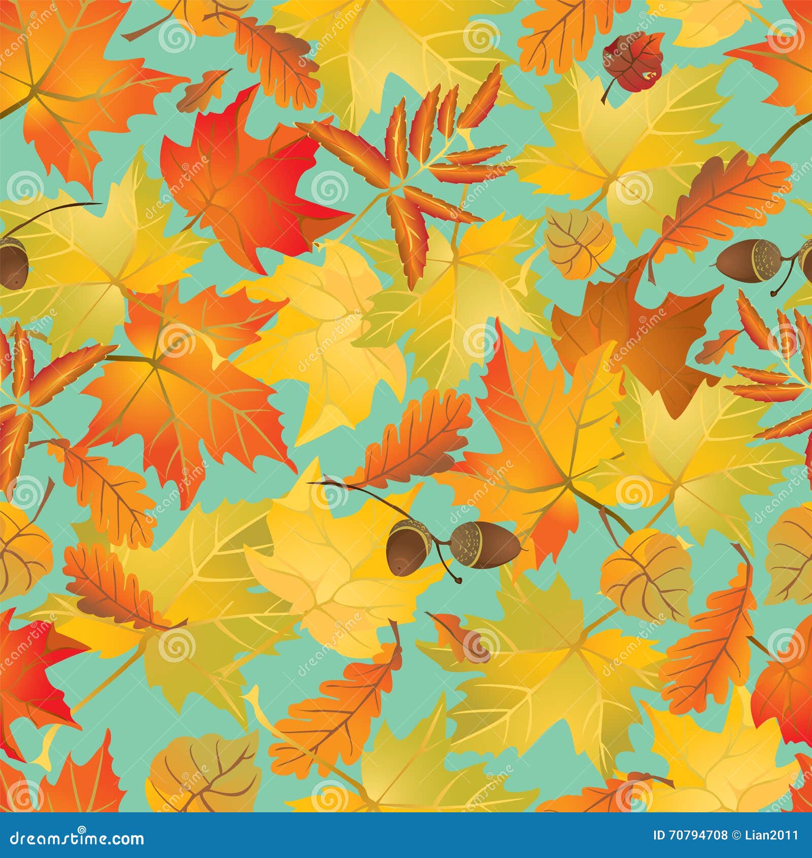 Seamless Pattern with Red and Yellow Autumn Leaves. Fall Season Stock ...