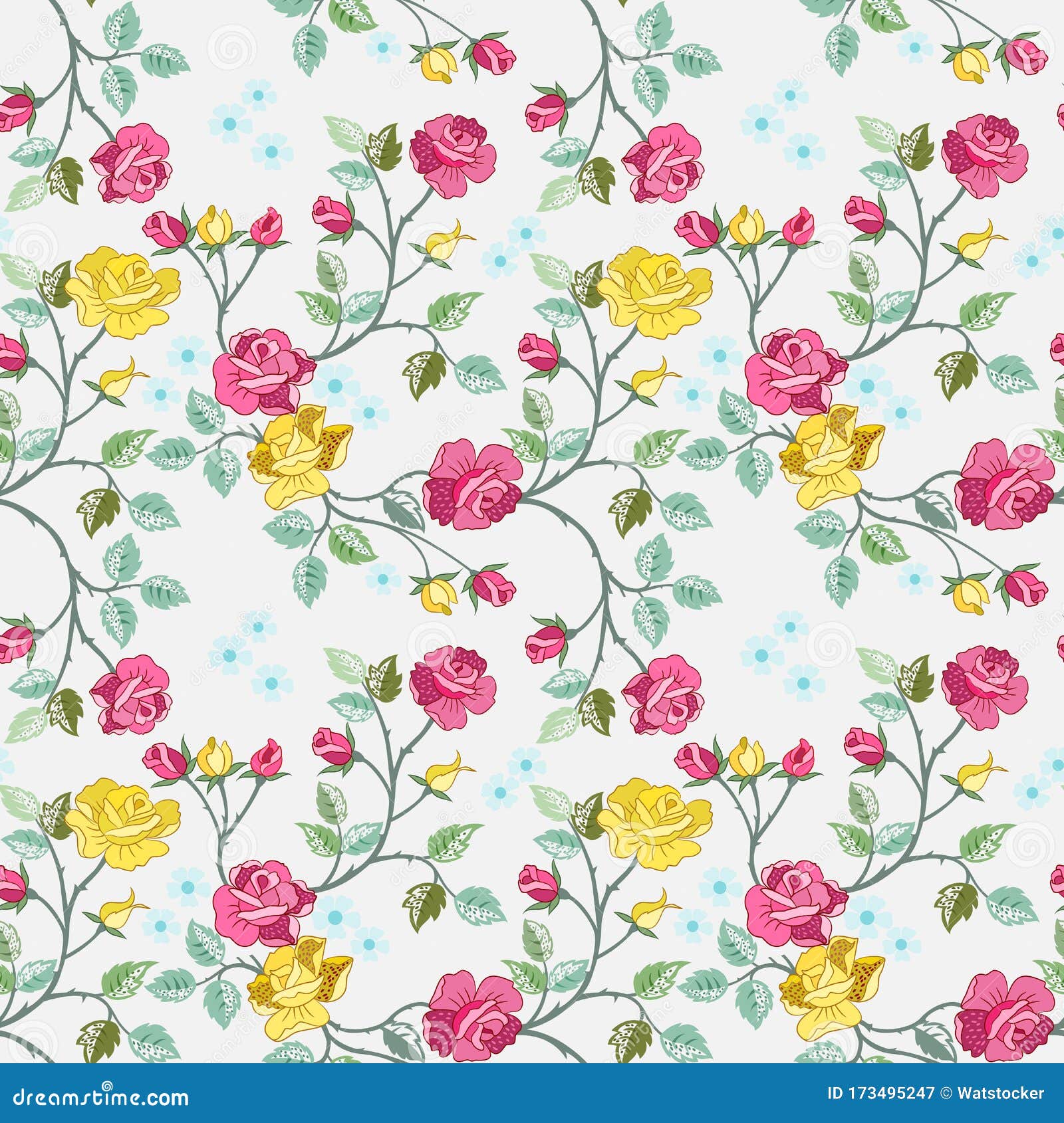 Seamless Pattern with Red and Yellow Roses. Stock Vector - Illustration ...