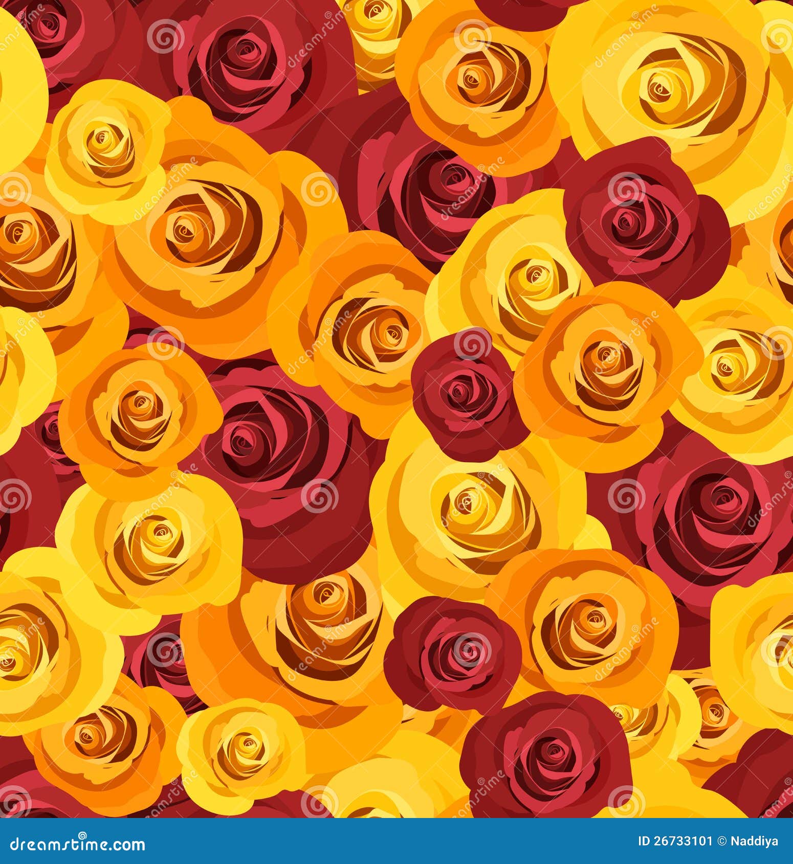 Seamless Pattern with Red and Yellow Roses. Vector Stock Vector ...