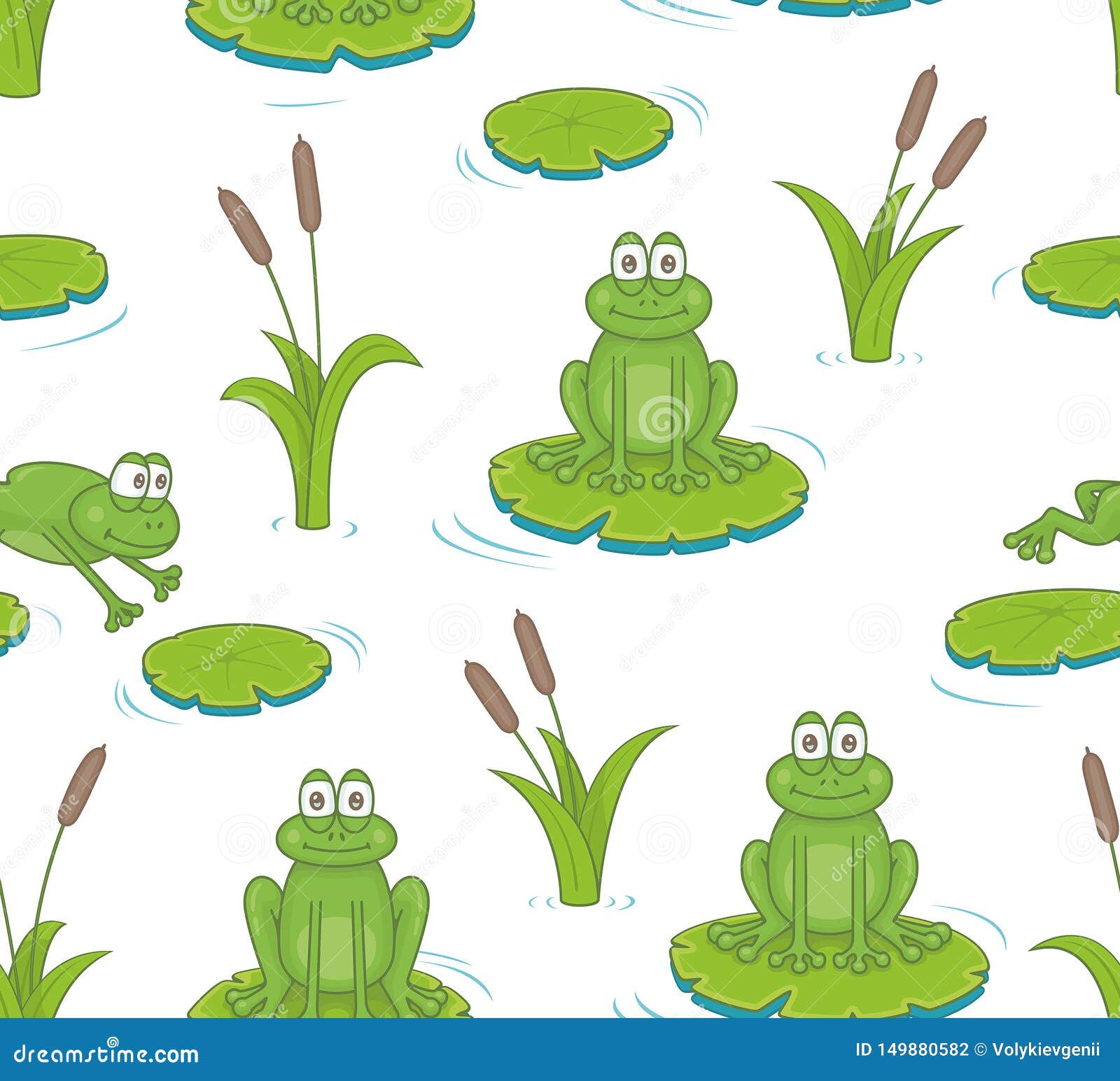 Seamless Pattern with Reeds and Toads Stock Vector - Illustration of ...