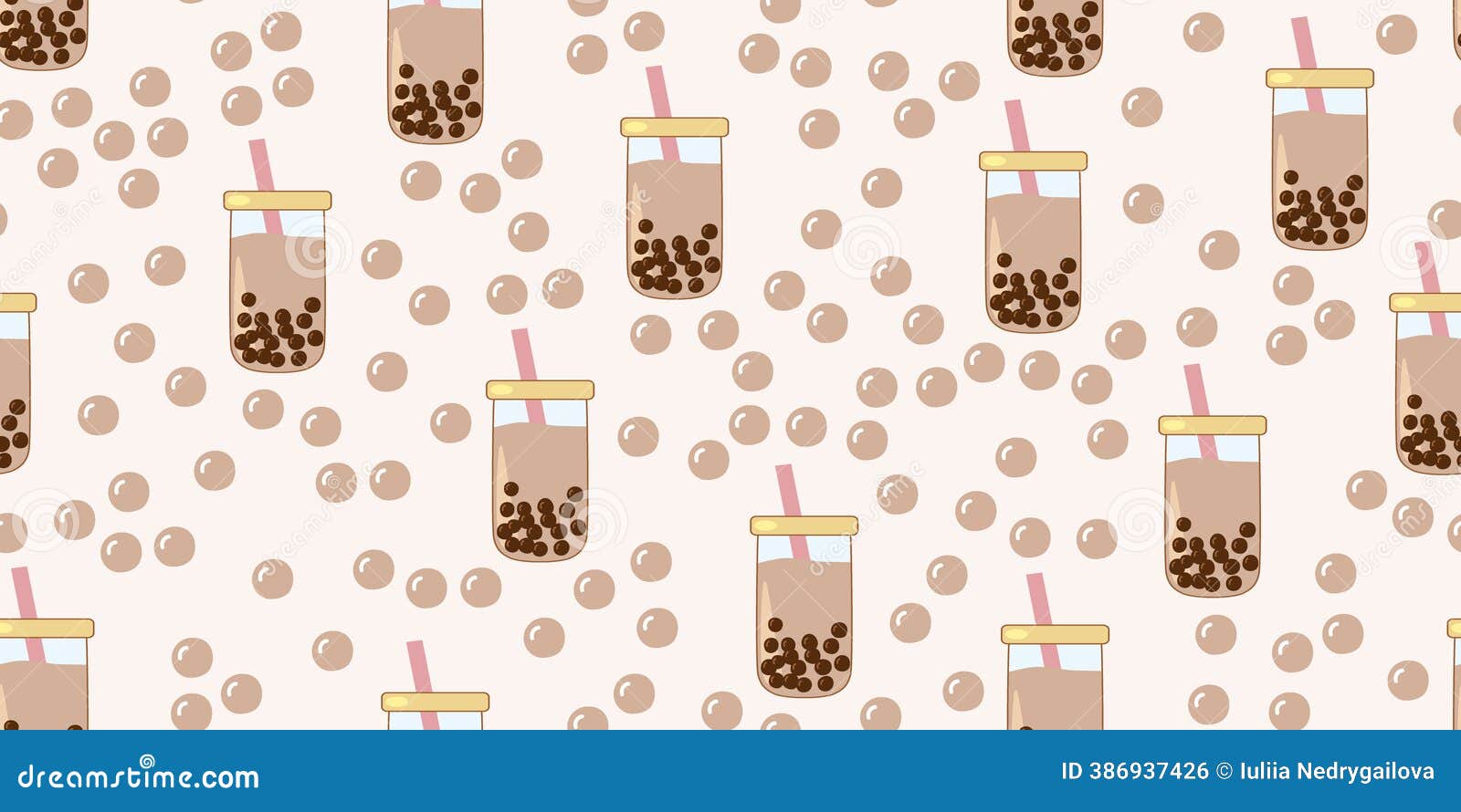 Tapioca Pearls. Seamless Pattern. Coloring Page Vector Illustration ...