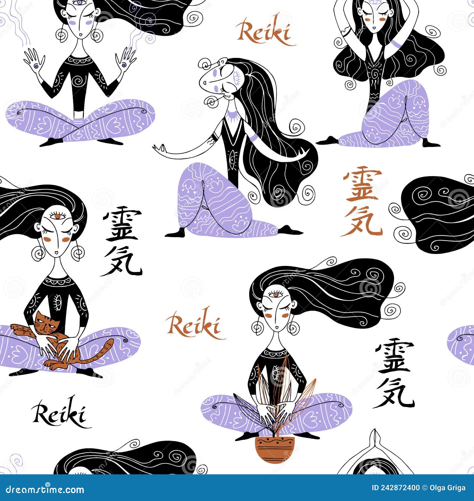Seamless Pattern. Reiki Healing. Esoteric. Vector Stock Vector ...
