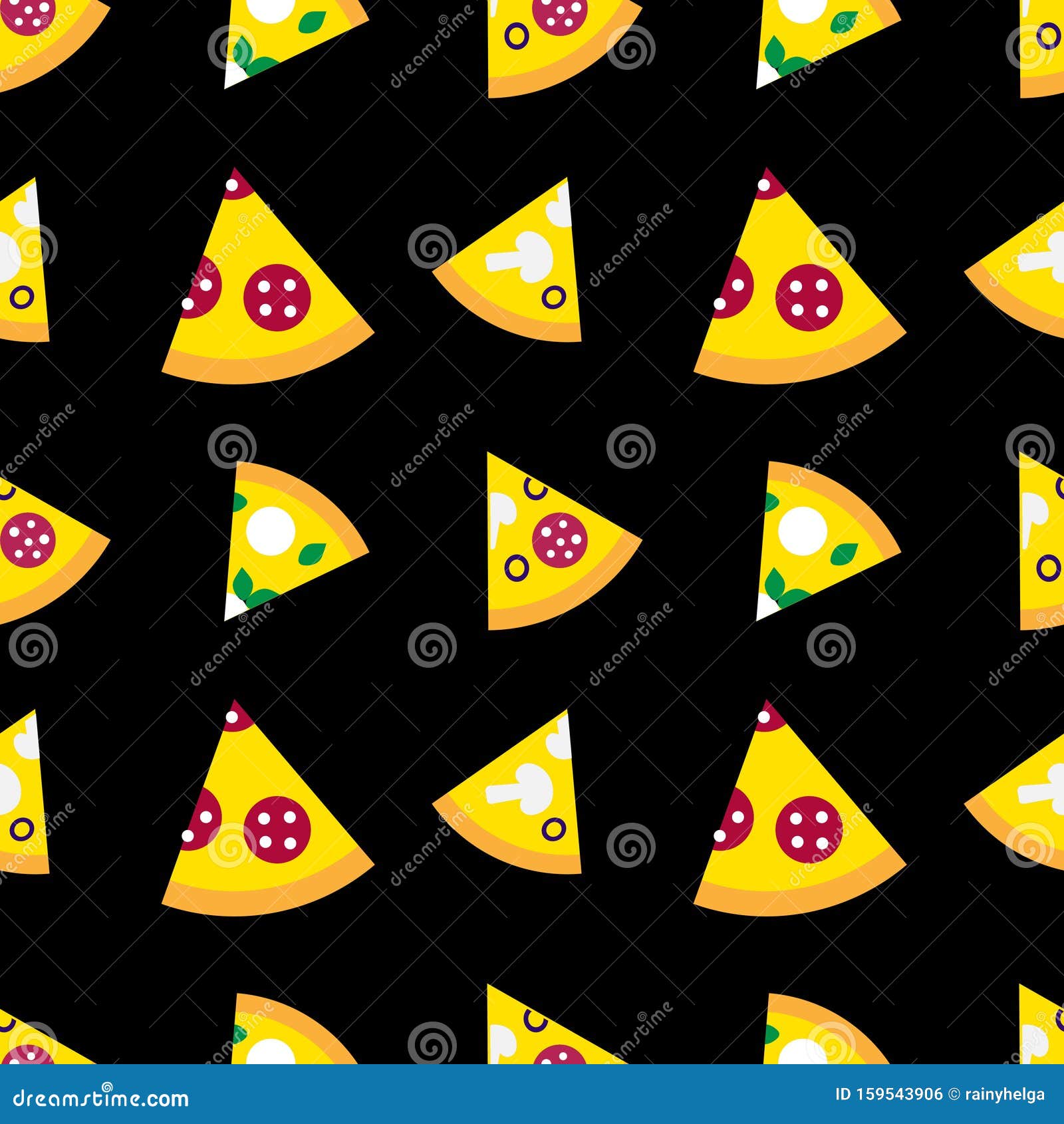 Seamless Pattern with Repeat Slice of Pizza with Different Flavors on ...