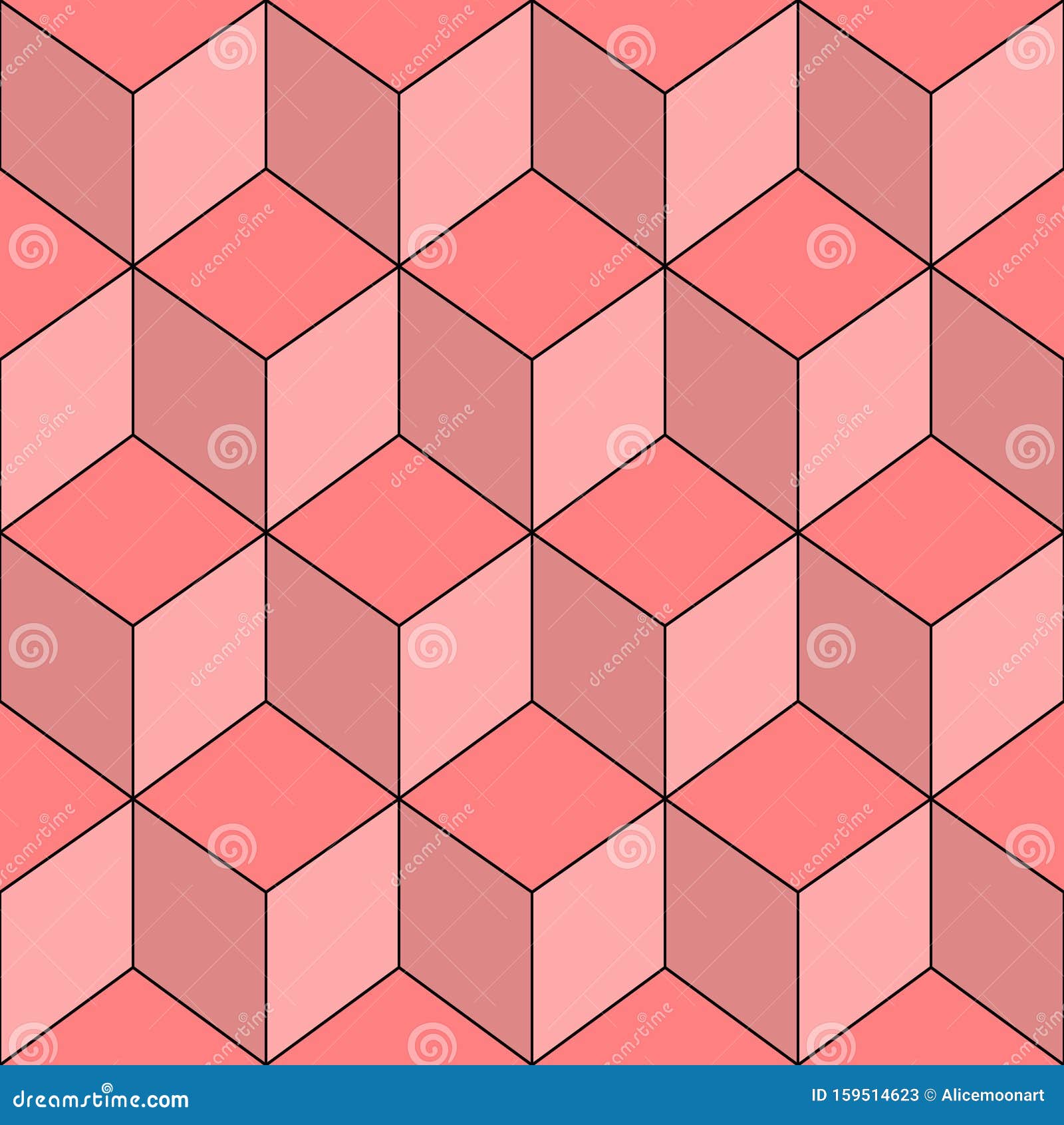 Seamless Pattern of Repeated Pink Cubes Background Stock Illustration ...