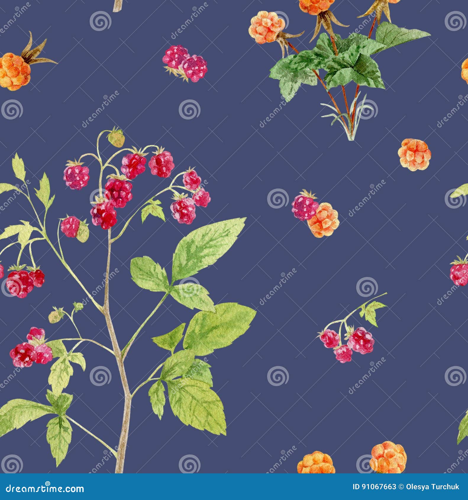 Seamless Pattern Repeated Tile of Watercolor Berries Stock Illustration ...
