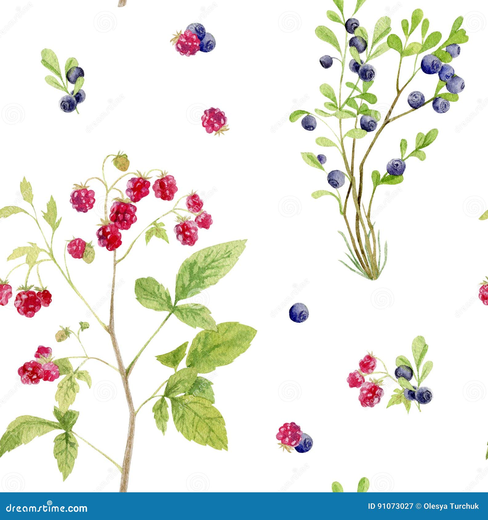 Seamless Pattern Repeated Tile of Watercolor Berries Stock Illustration ...