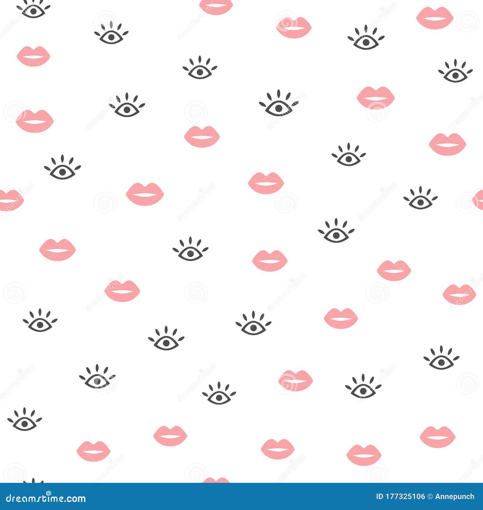 Seamless Pattern with Repeating Eyes and Lips. Cute Girly Print Stock ...
