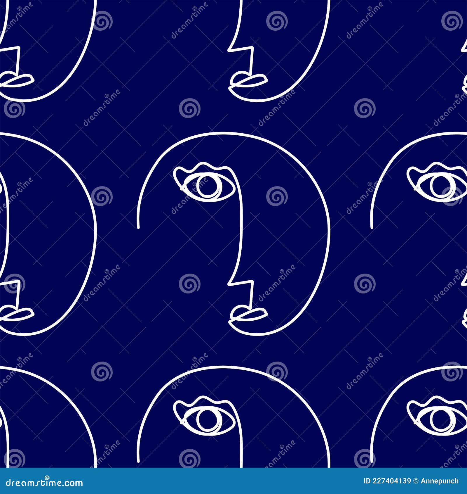 Seamless Pattern with Repeating Outline of a Human Head Drawn by Hand ...