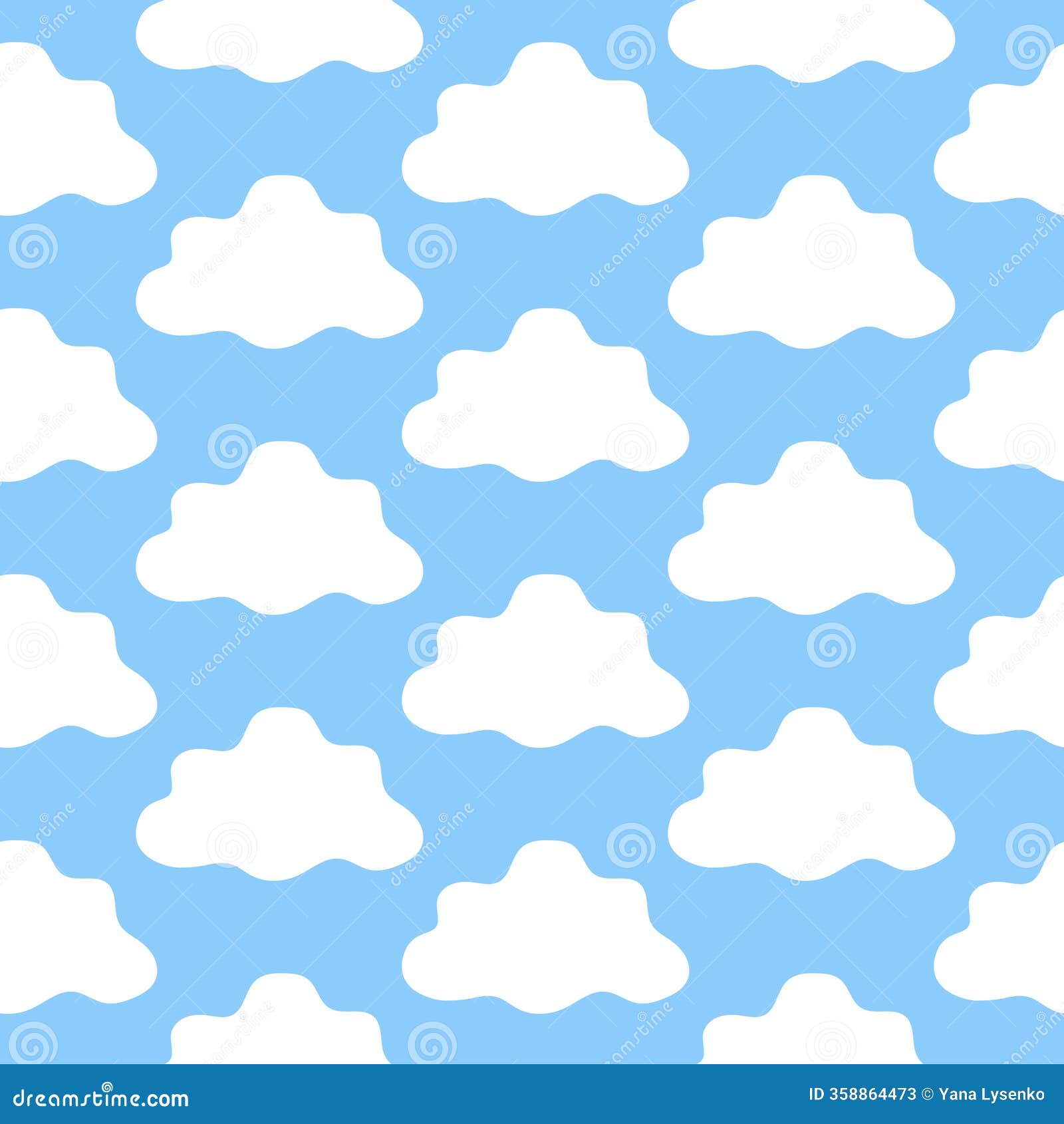 Seamless Pattern Repeating White Clouds on Light Blue Background ...
